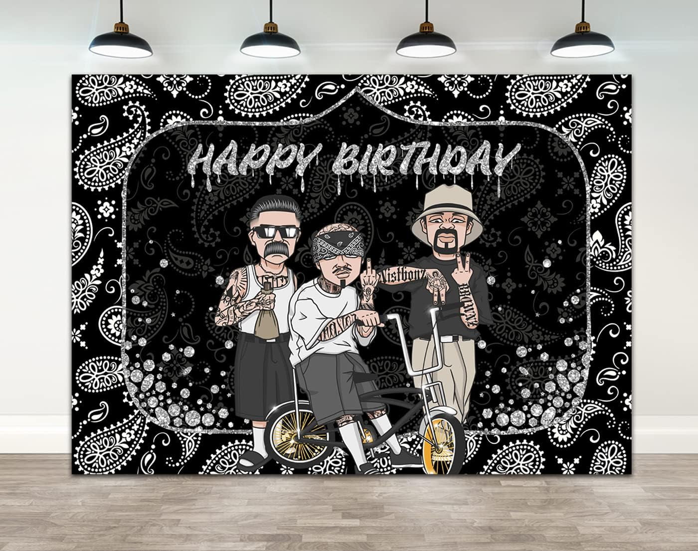 Paisley Birthday Backdrop - C-h-o-l-o Backdrops for Photoshoot - Black ...