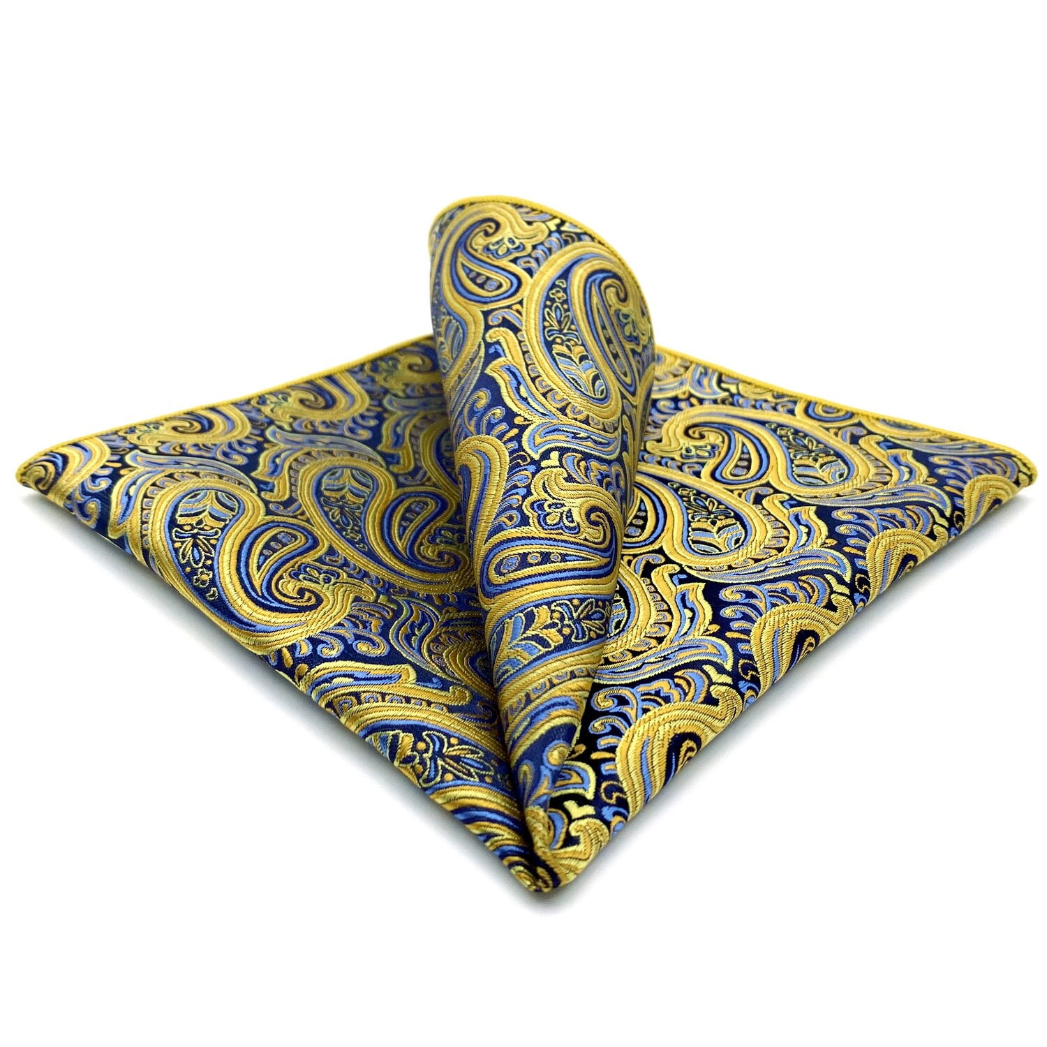 Paisley Blue Yellow Pink Silk Pocket Square Mens Hankies Hanky ...