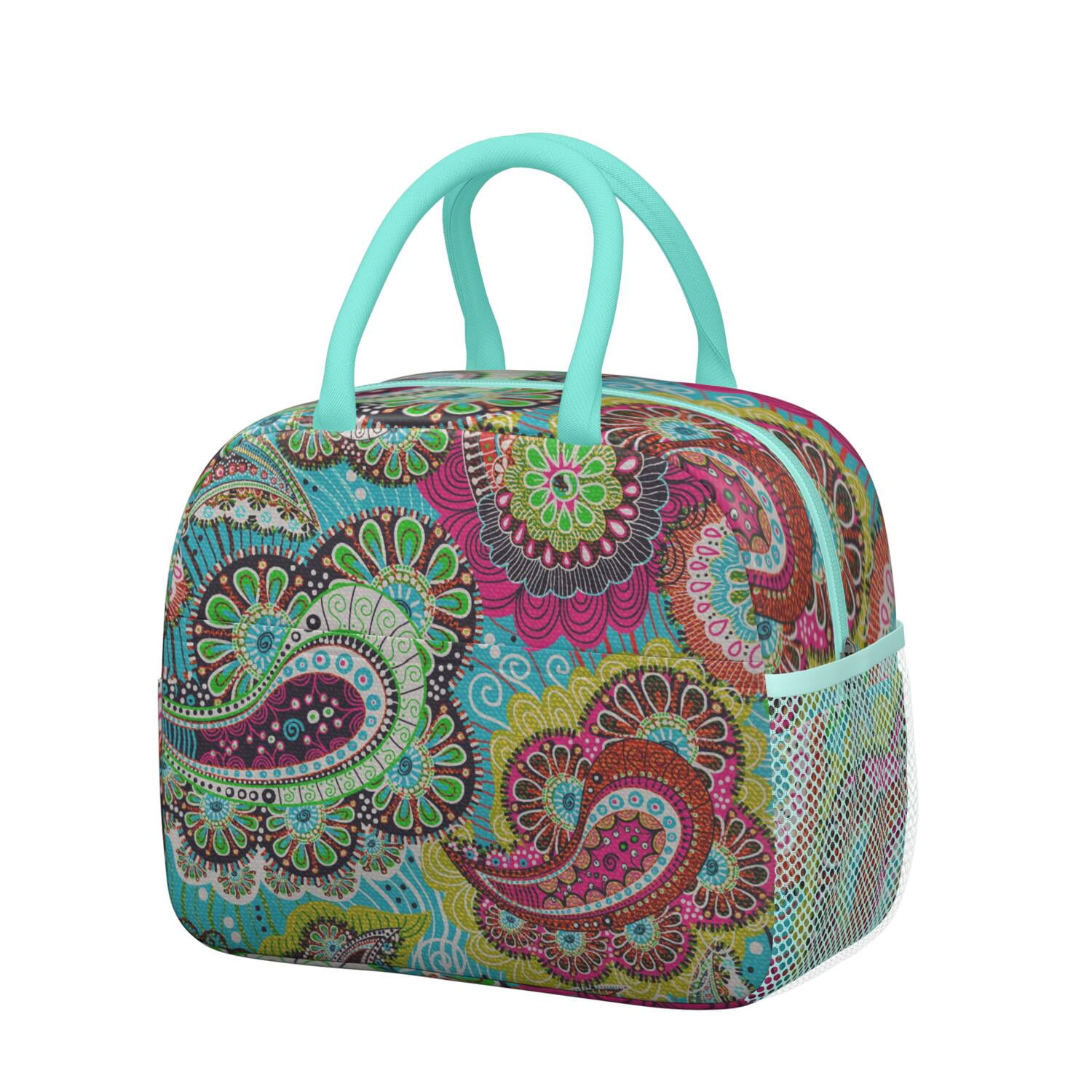 Paisley Boho Design Lunch Tote - Thermal Insulated Lunch Bag, Leakproof ...