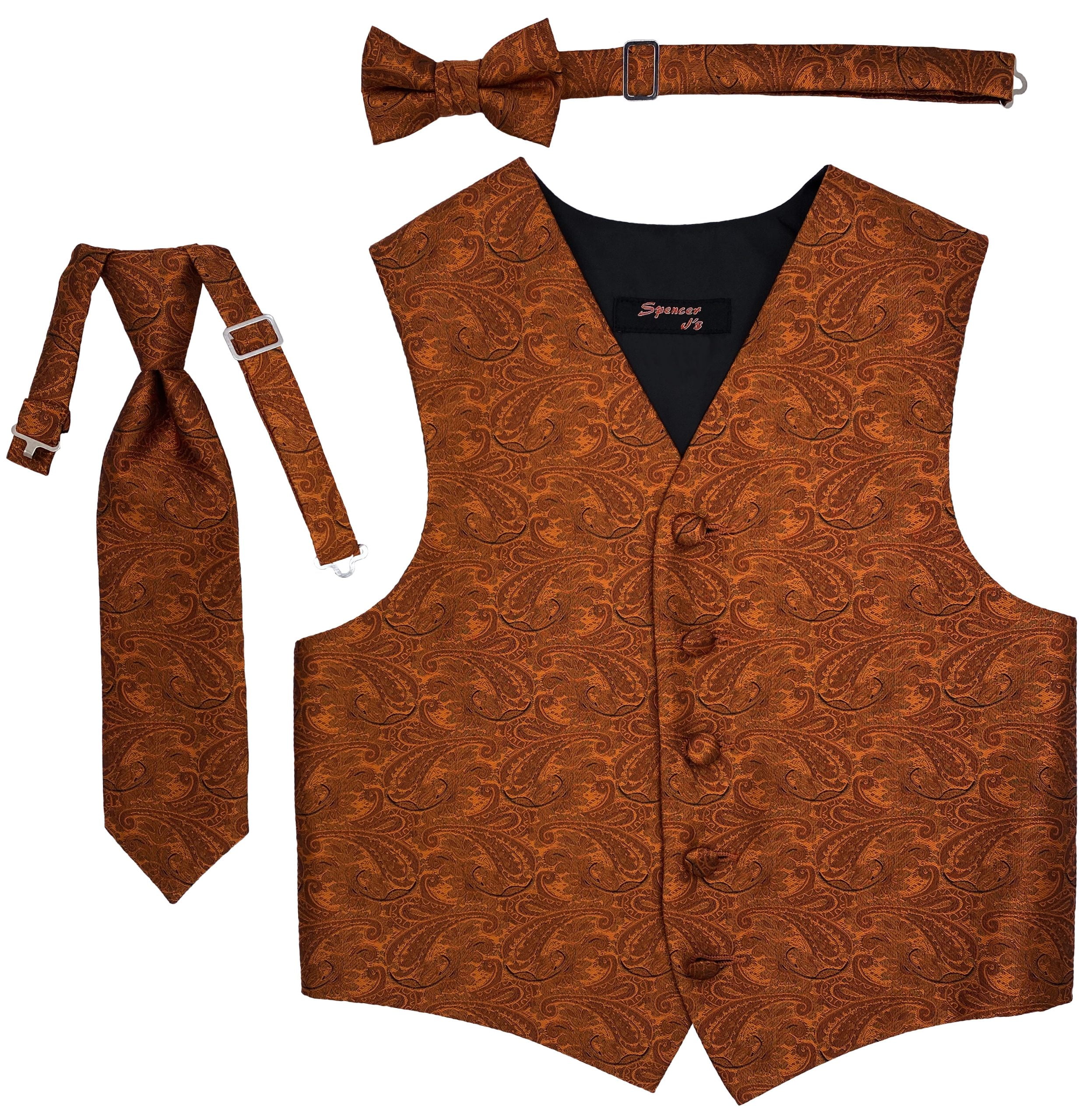 Paisley Burnt Orange Boys Satin Vest Spencer J - Boys 11-12 - Walmart.com