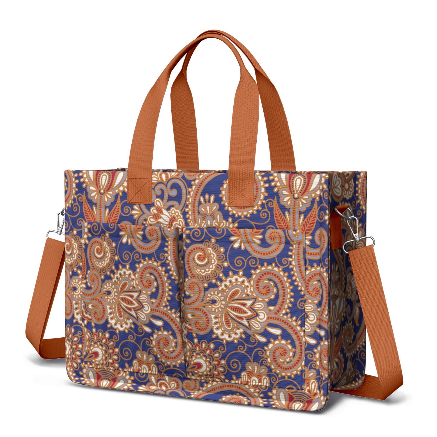 Paisley Canvas Tote Bag for Women with Compartments, Large Cute Boho ...