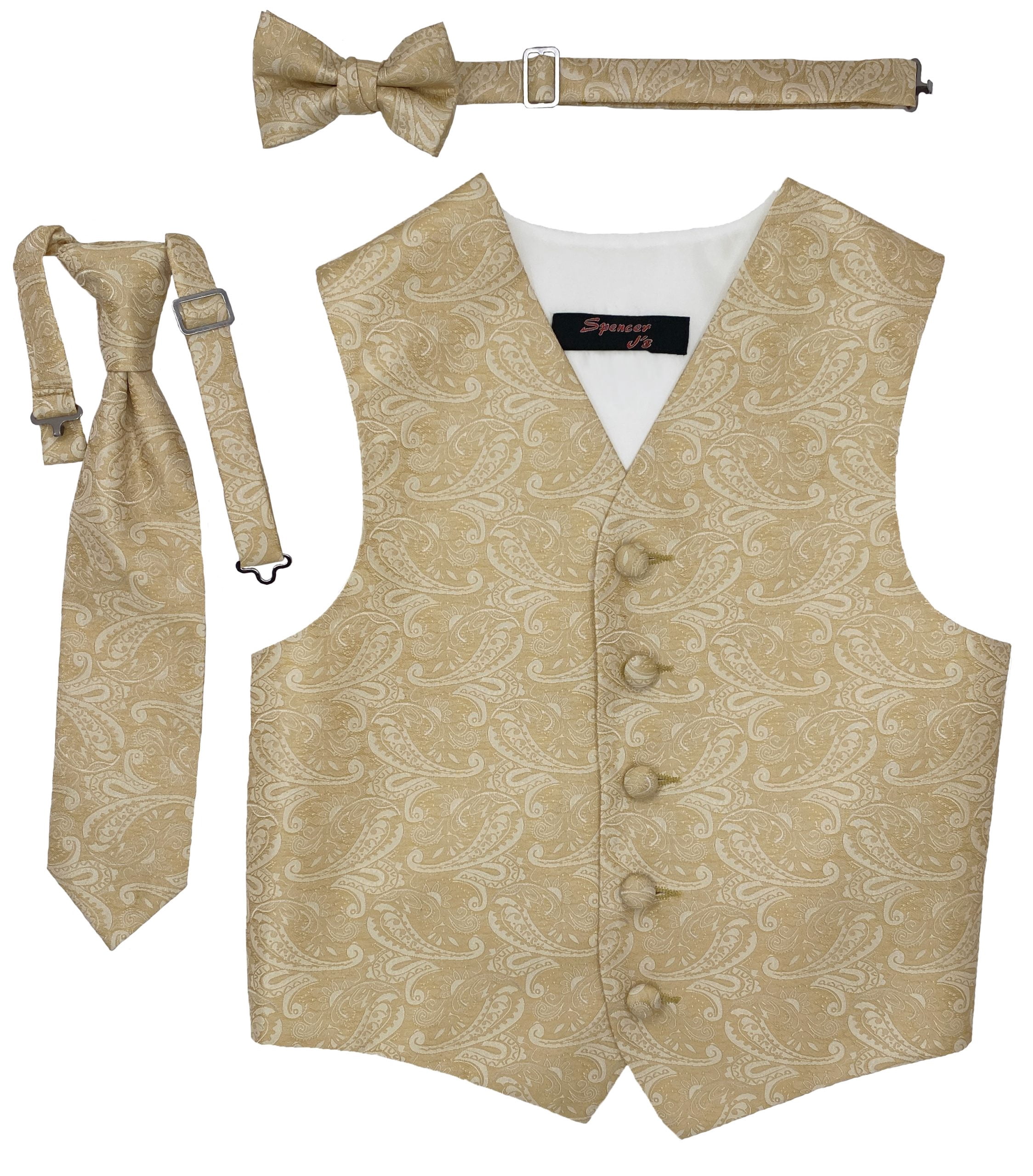 Paisley Champagne Boys Satin Vest Spencer J - Boys 3-4 - Walmart.com
