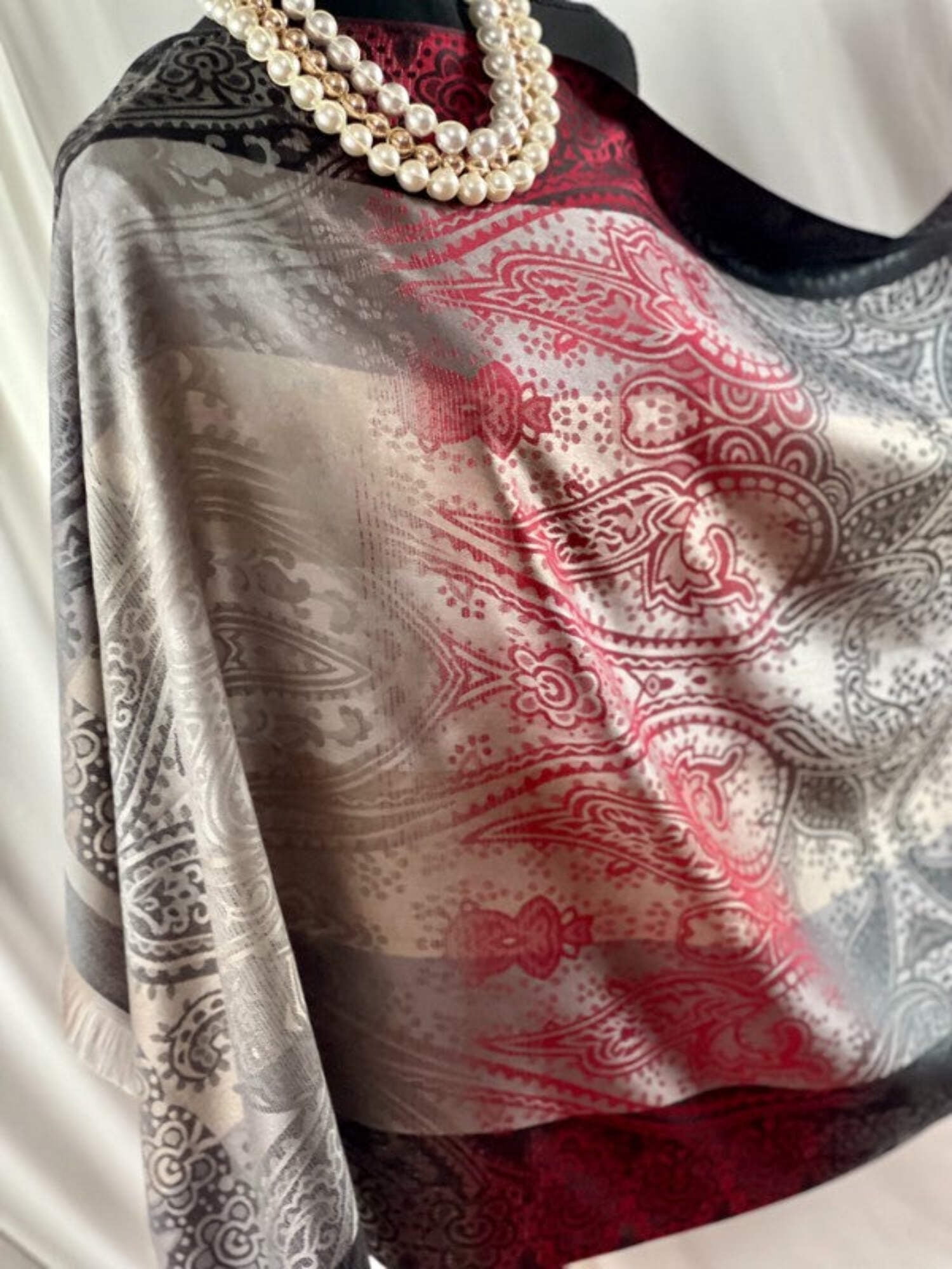 Paisley Color Border Scarf Vintage Paisley Border Pashmina Shawl Scarf ...