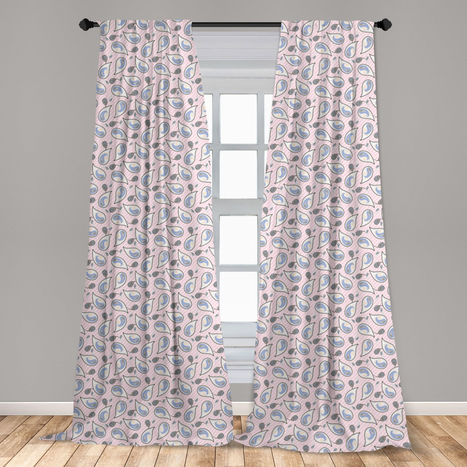 Paisley Curtains 2 Panels Set, Persian Culture Inspired Teardrop Shapes ...