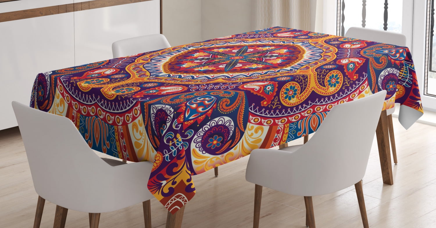 Paisley Decor Tablecloth, Arabic Ornamental Rug Pattern Inspired Design ...