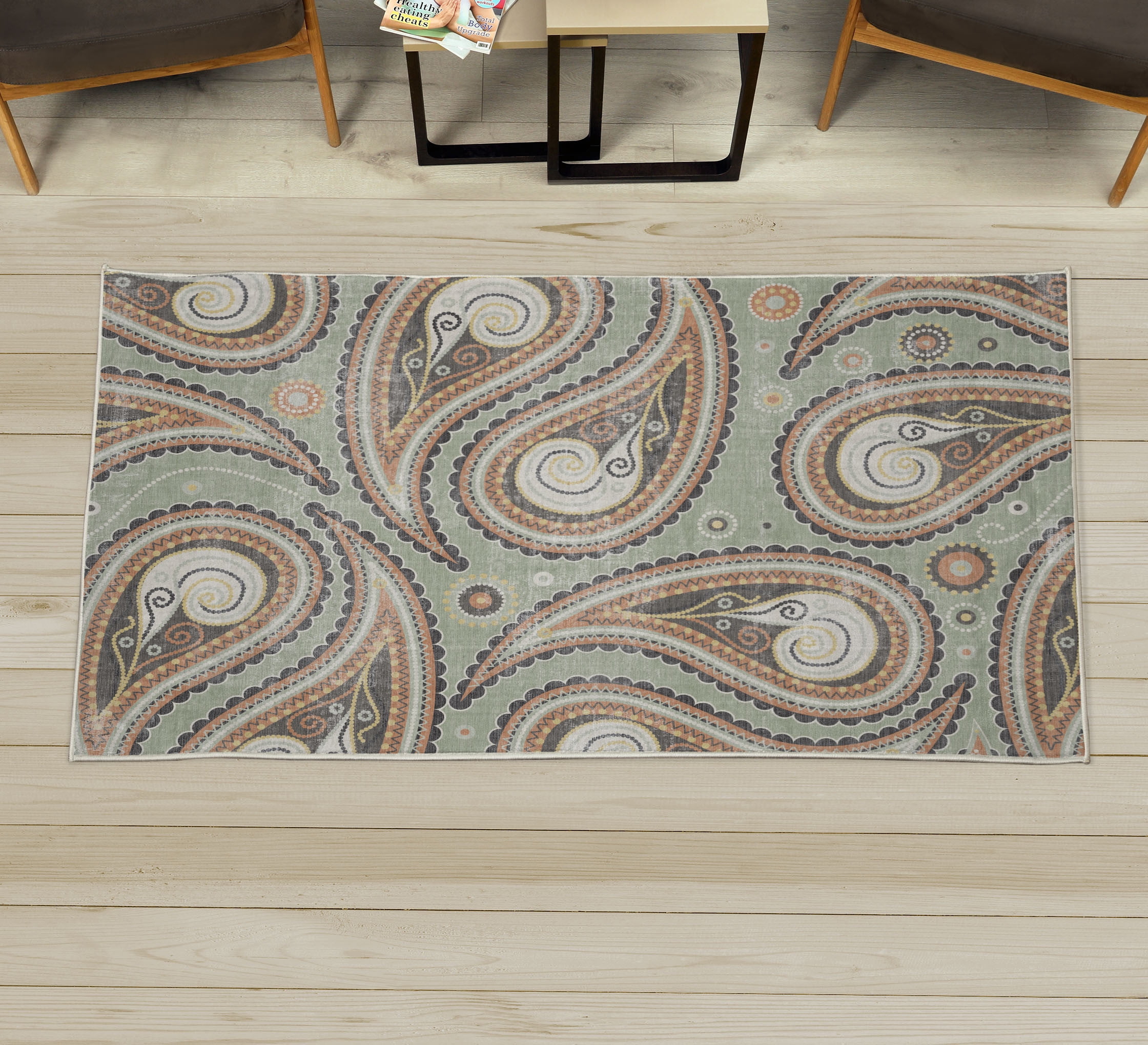 Paisley Decorative Rug, Continuous Fig Like Motifs Pattern Mandala ...