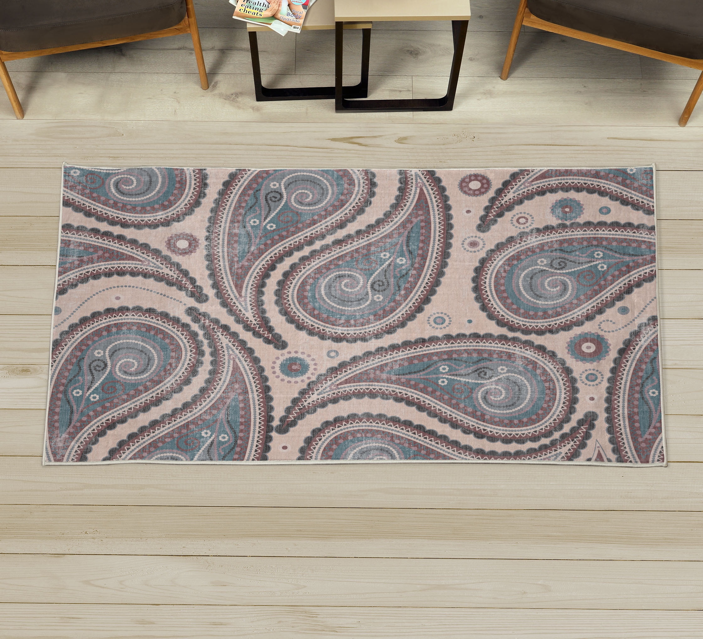 Paisley Decorative Rug, Continuous Fig Like Motifs Pattern Mandala ...