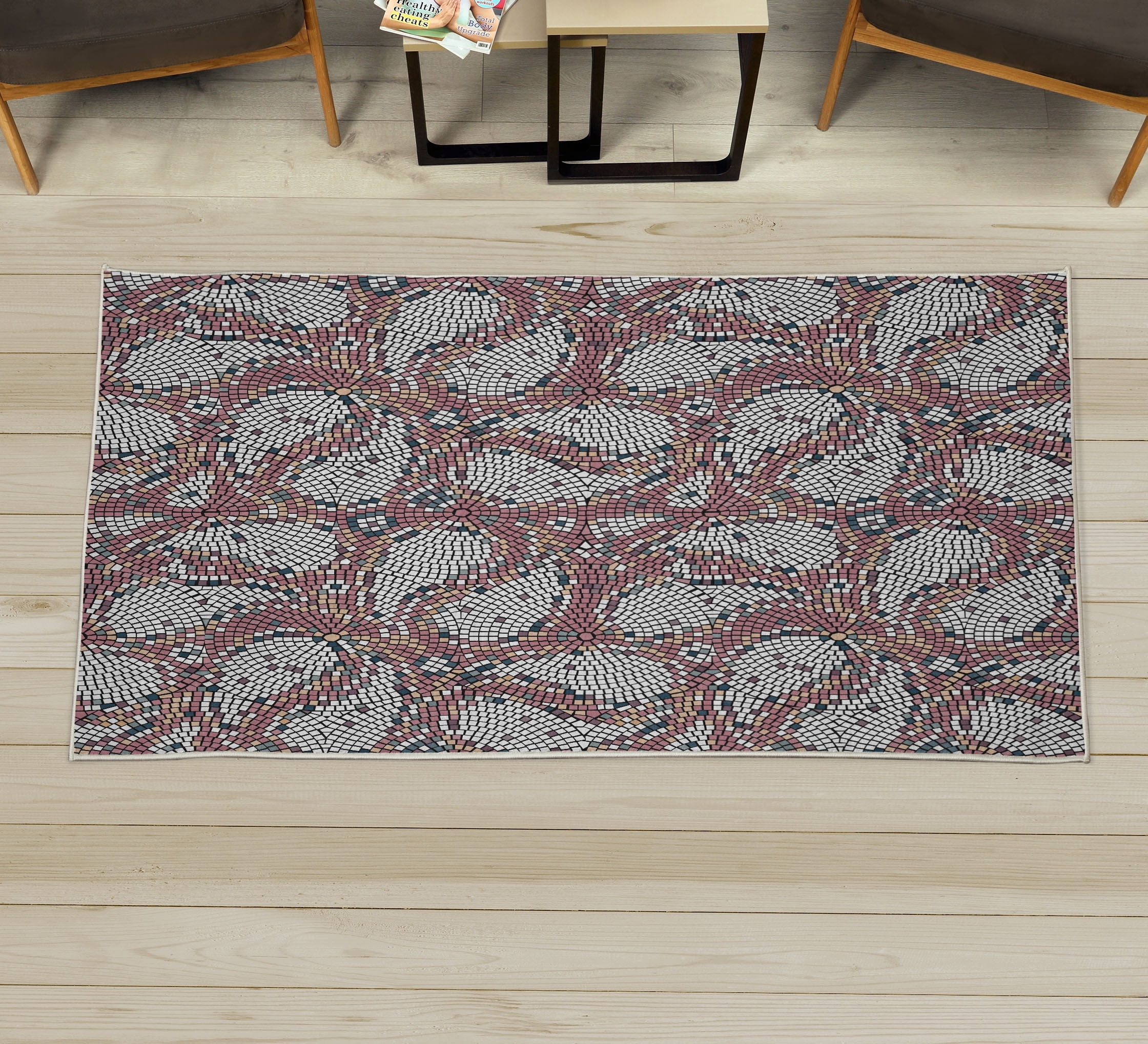 Paisley Decorative Rug, Modern Mosaic Like Circled Design with Teardrop ...