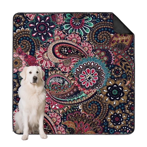 Paisley Design Dog Pee Pad 72"x72", Washable Reusable Non-Slip Potty ...