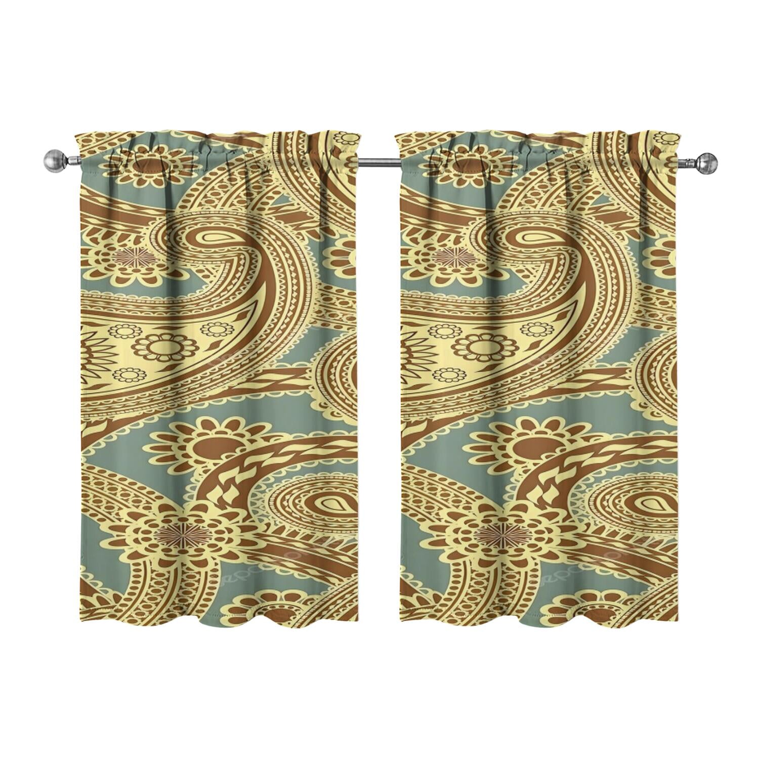 Paisley Design Kitchen Curtains - Vintage Tier Cafe Curtains for ...