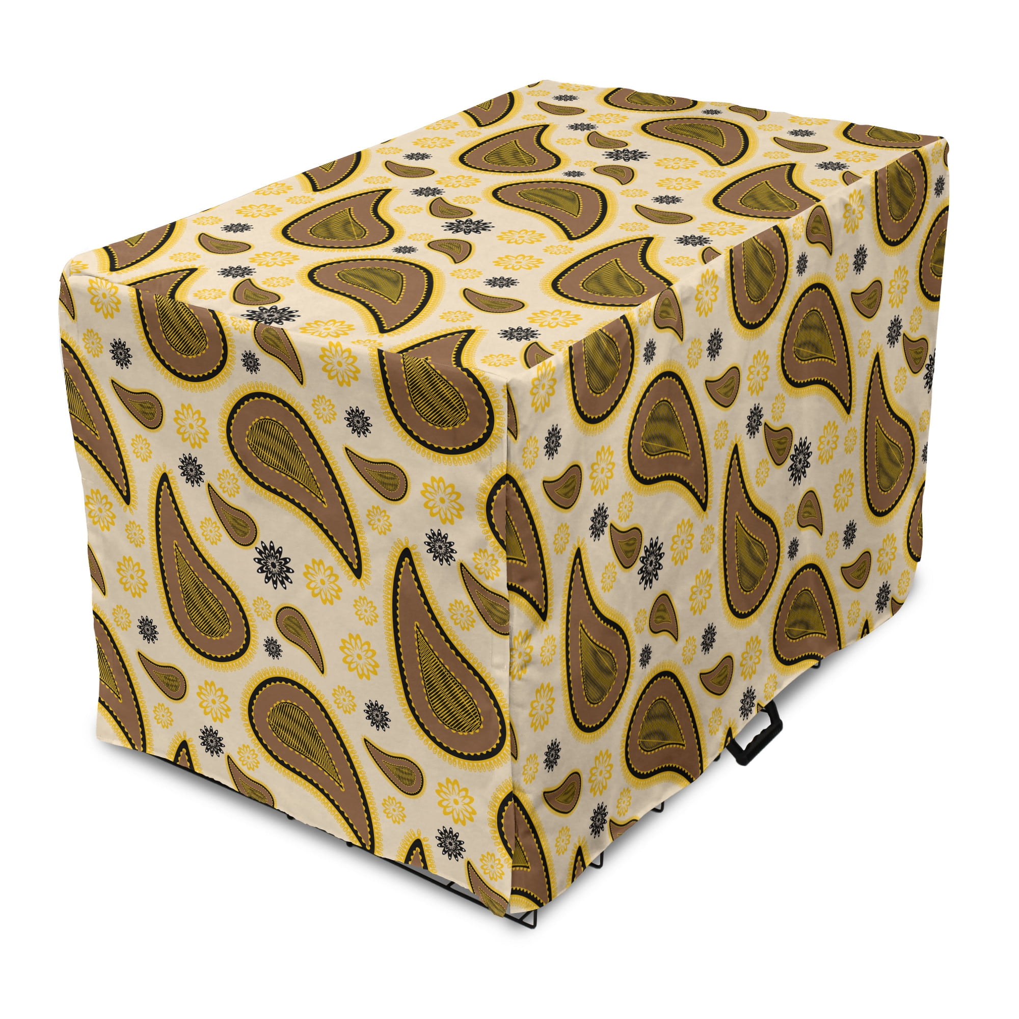 Paisley Dog Crate Cover, Continuous Eastern Motifs Floral Ornaments ...