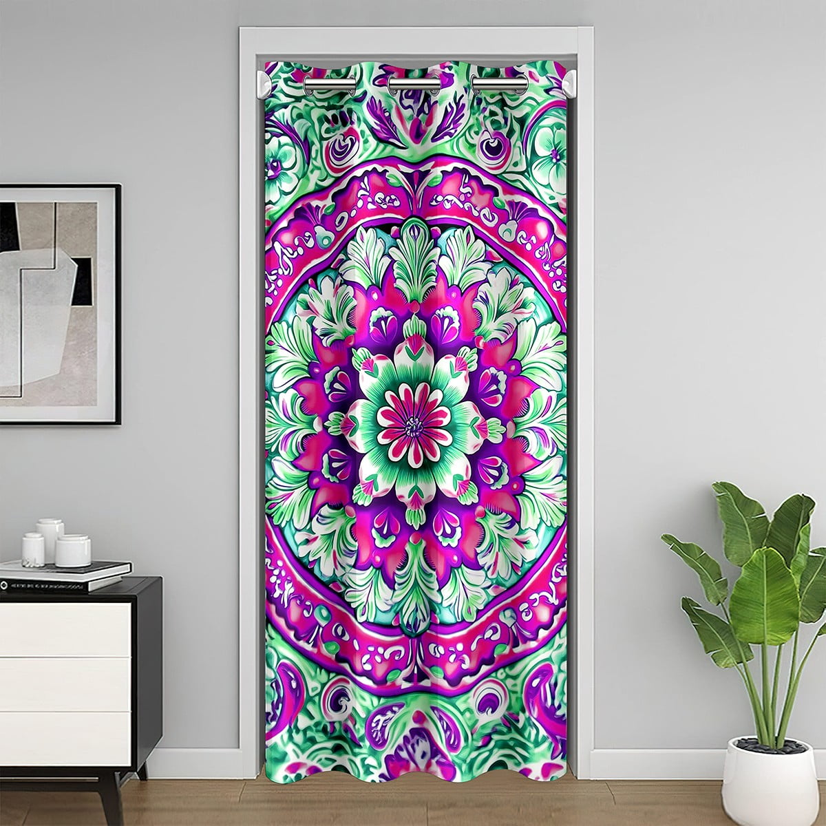 Paisley Door Drape,Psychedelic Mandala Door Curtain for Doorway Privacy ...