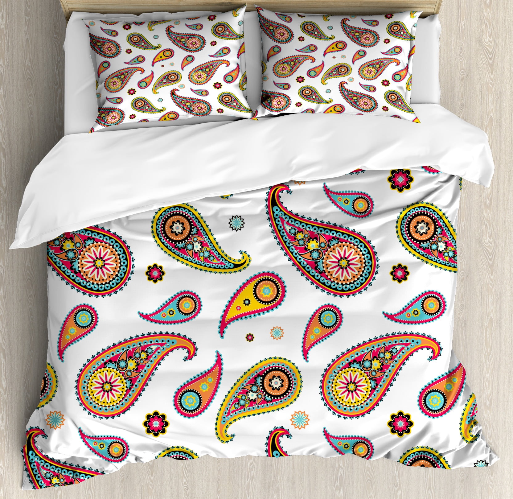 Paisley Duvet Cover Set, Vintage Persian Paisley Patterns on Plain ...