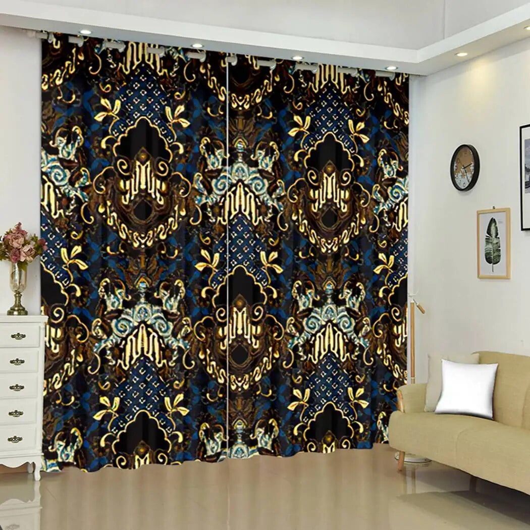 Paisley Ethnic Geometric Curtain Abstract Floral Polyester Pongee ...
