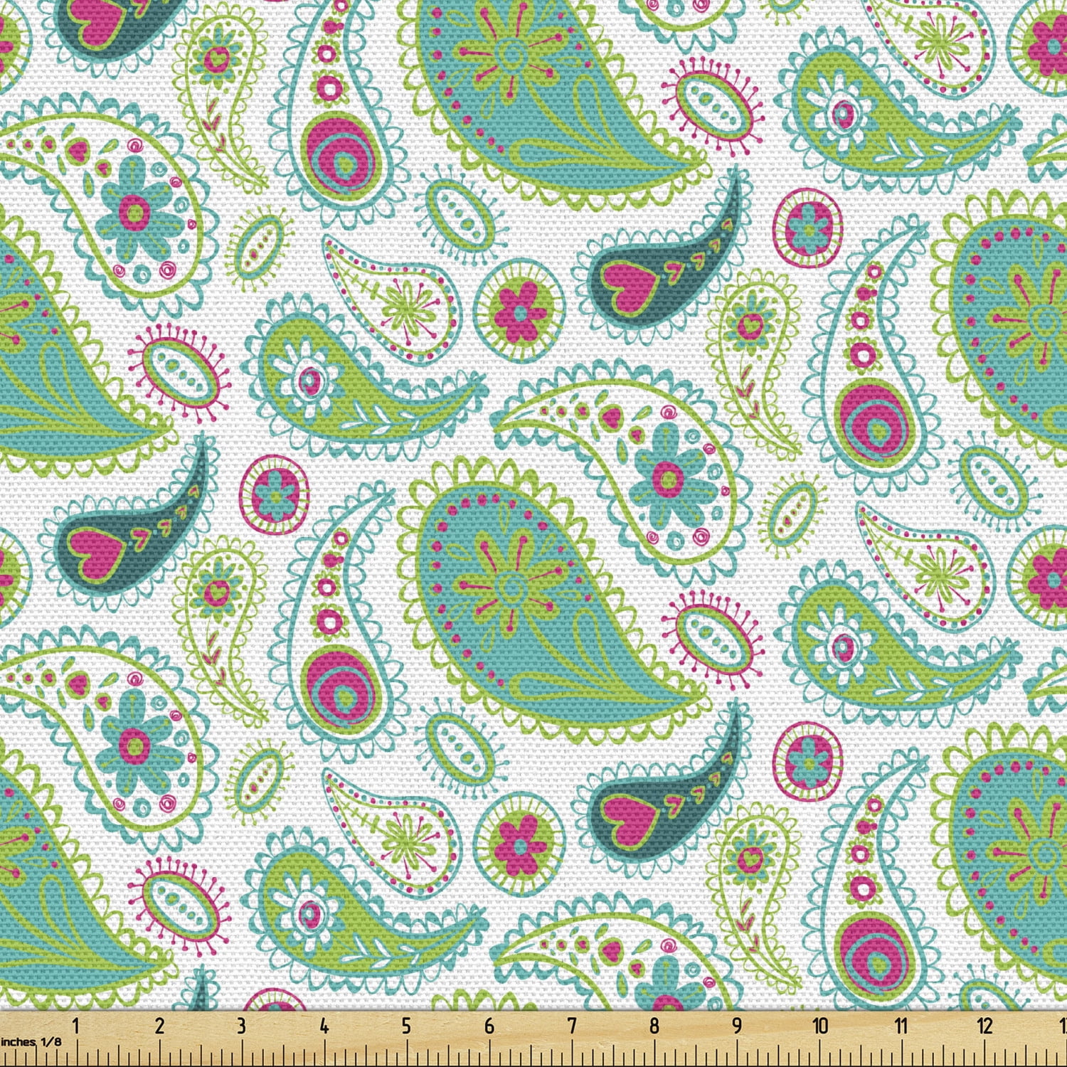Paisley Fabric by the Yard, Ornamental Oriental Leaf Pattern of Flowers ...