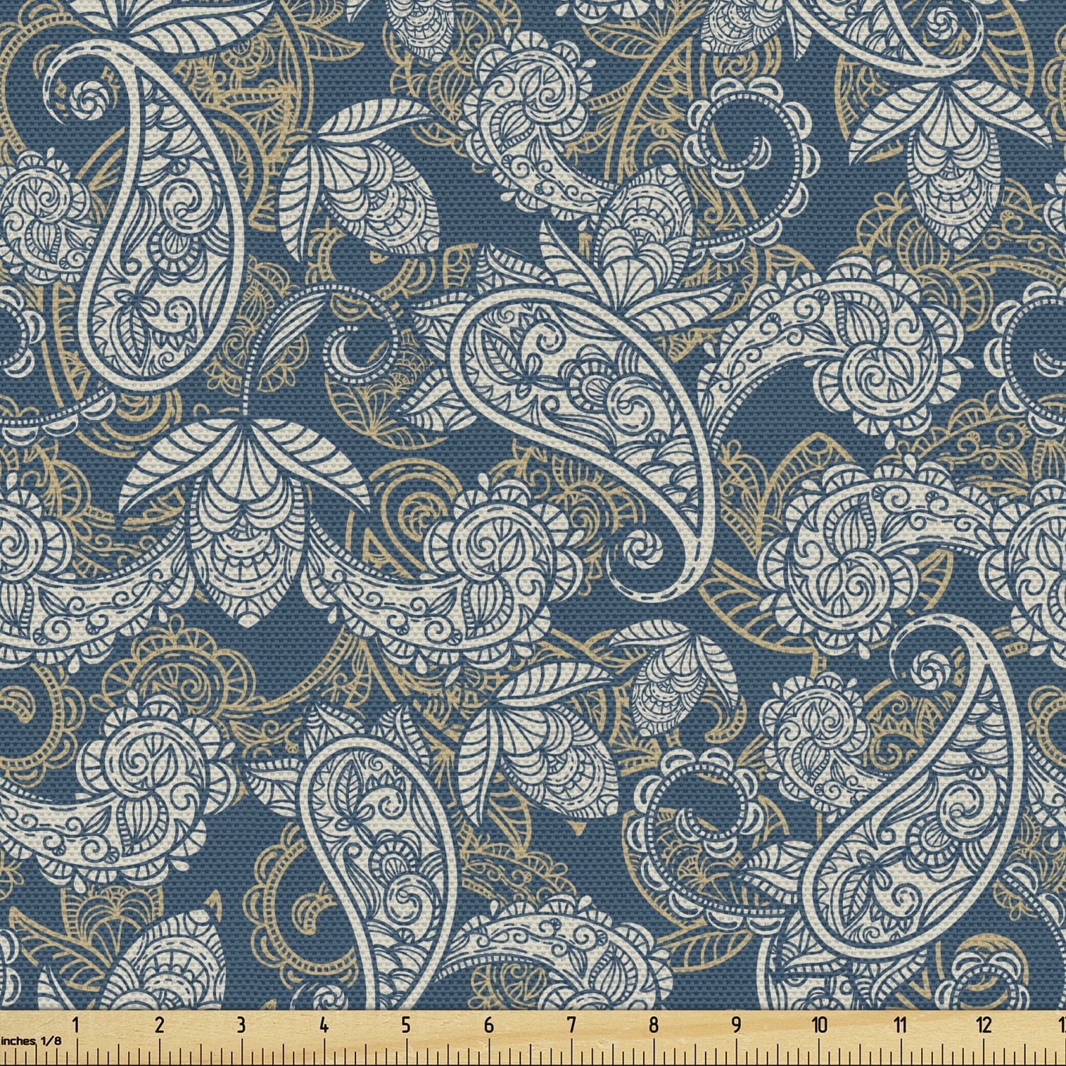 Ambesonne Paisley Fabric by the Yard Upholstery, Persian Curved Tip ...