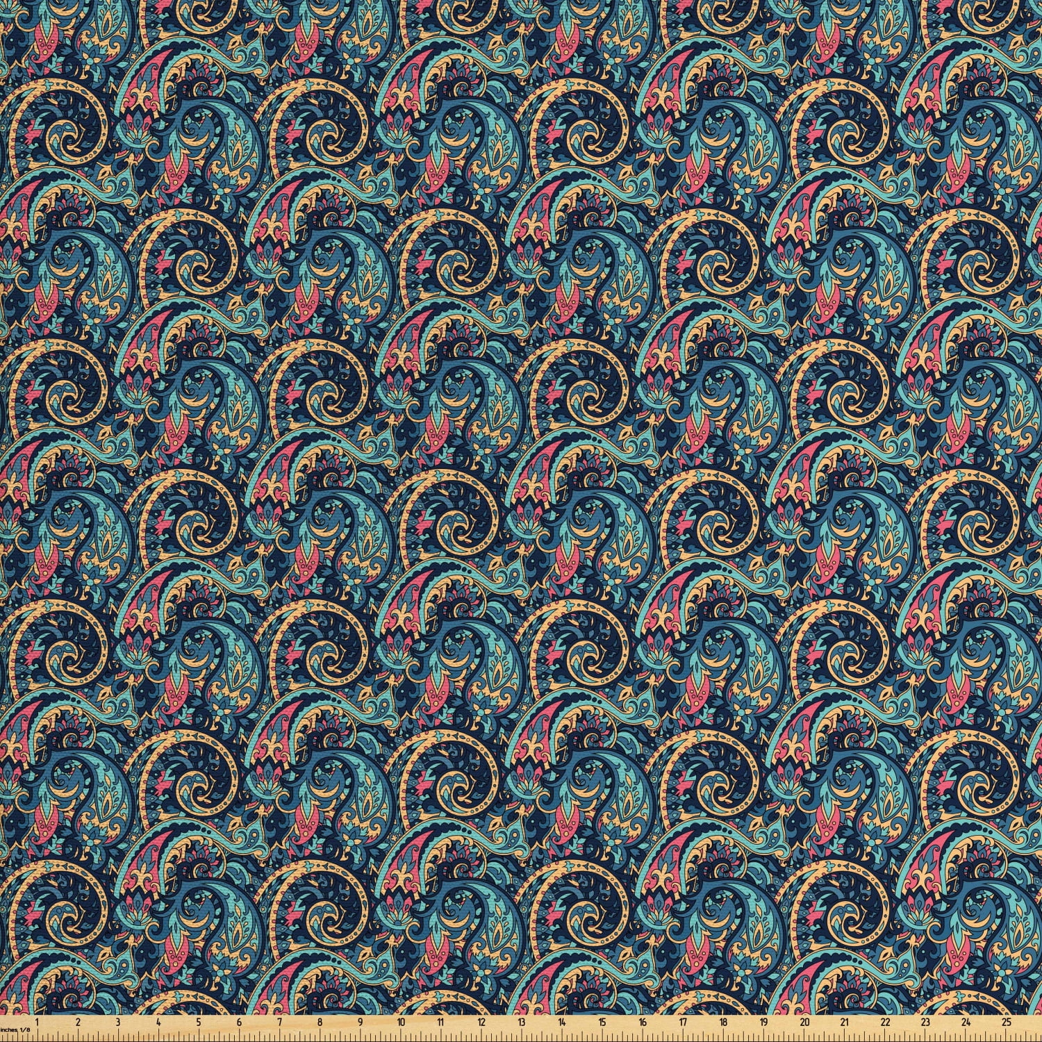 Paisley Fabric by the Yard, Unusual Boteh Revival Themed Tribal Pattern ...