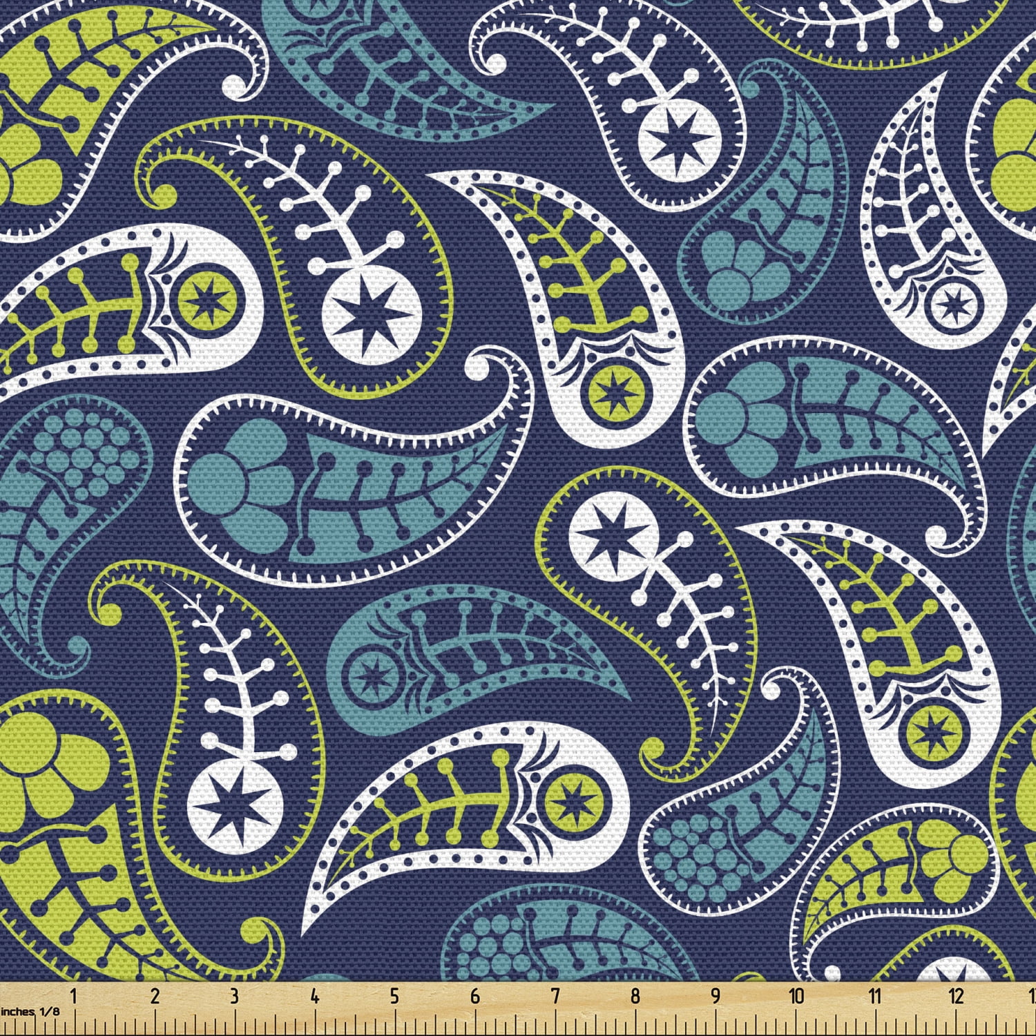 Ambesonne Paisley Fabric by the Yard Upholstery, Middle Eastern Ethnic ...