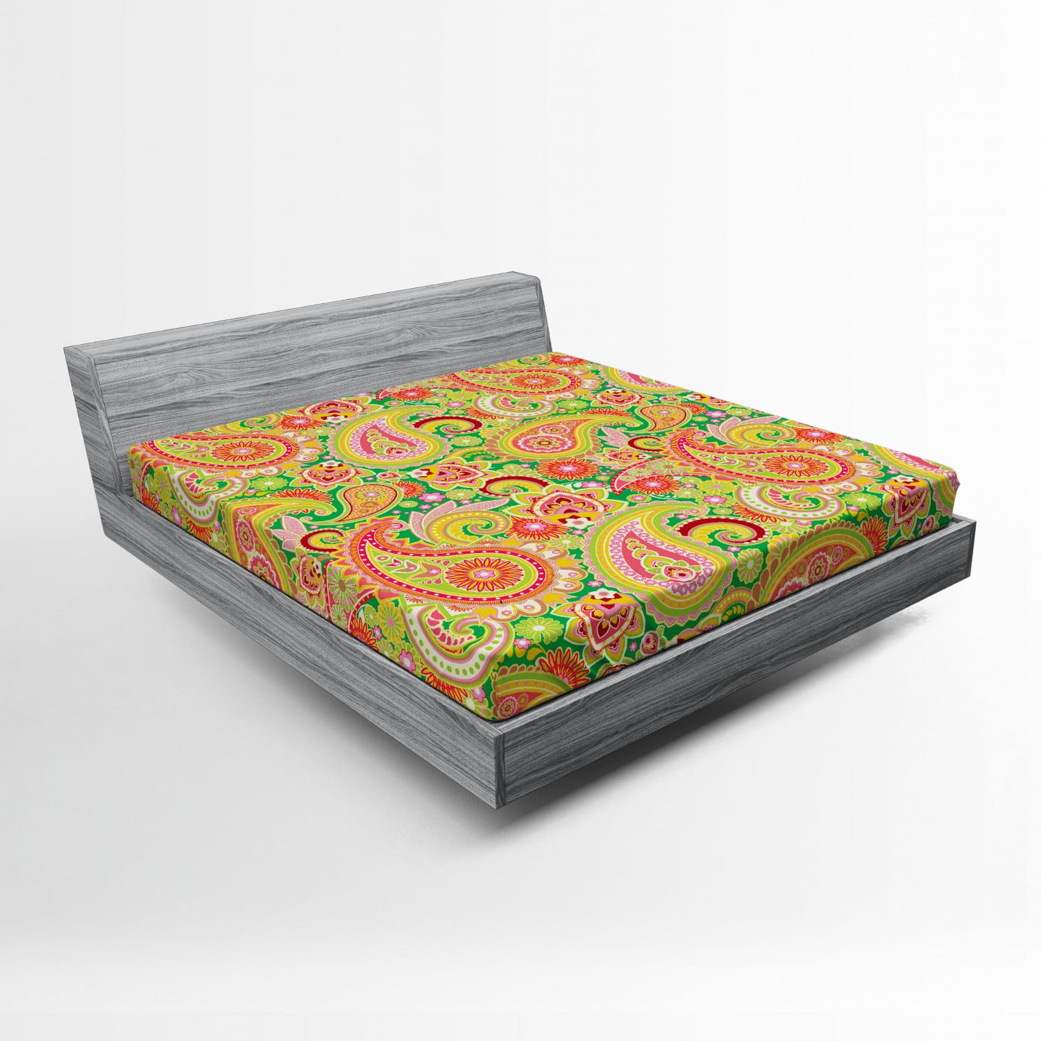Ambesonne Paisley Fitted Sheet, Colorful Vintage, Full Size, Multicolor ...