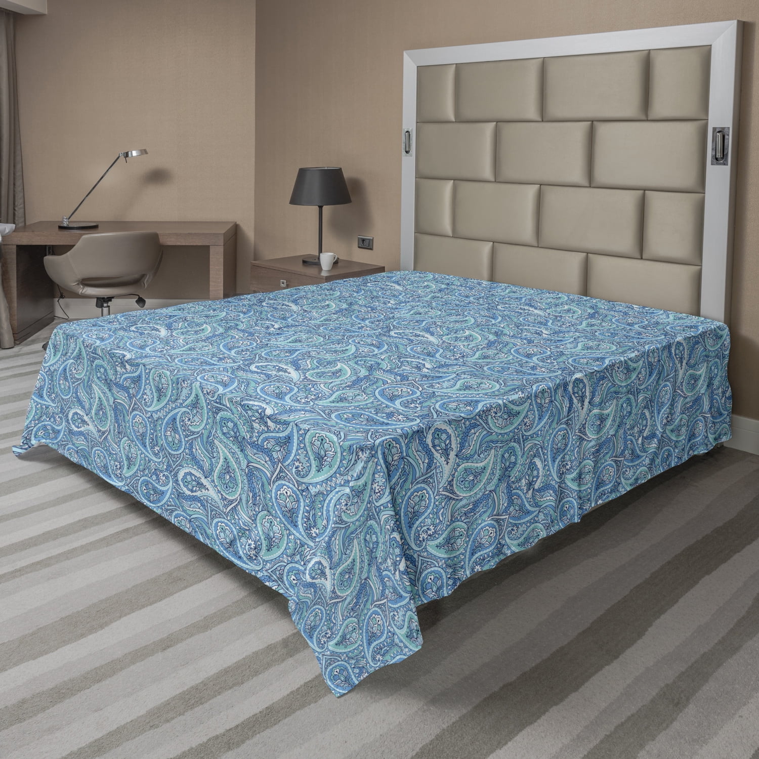 Paisley Flat Sheet, Continuous Pattern with Inspired Blue Tones ...