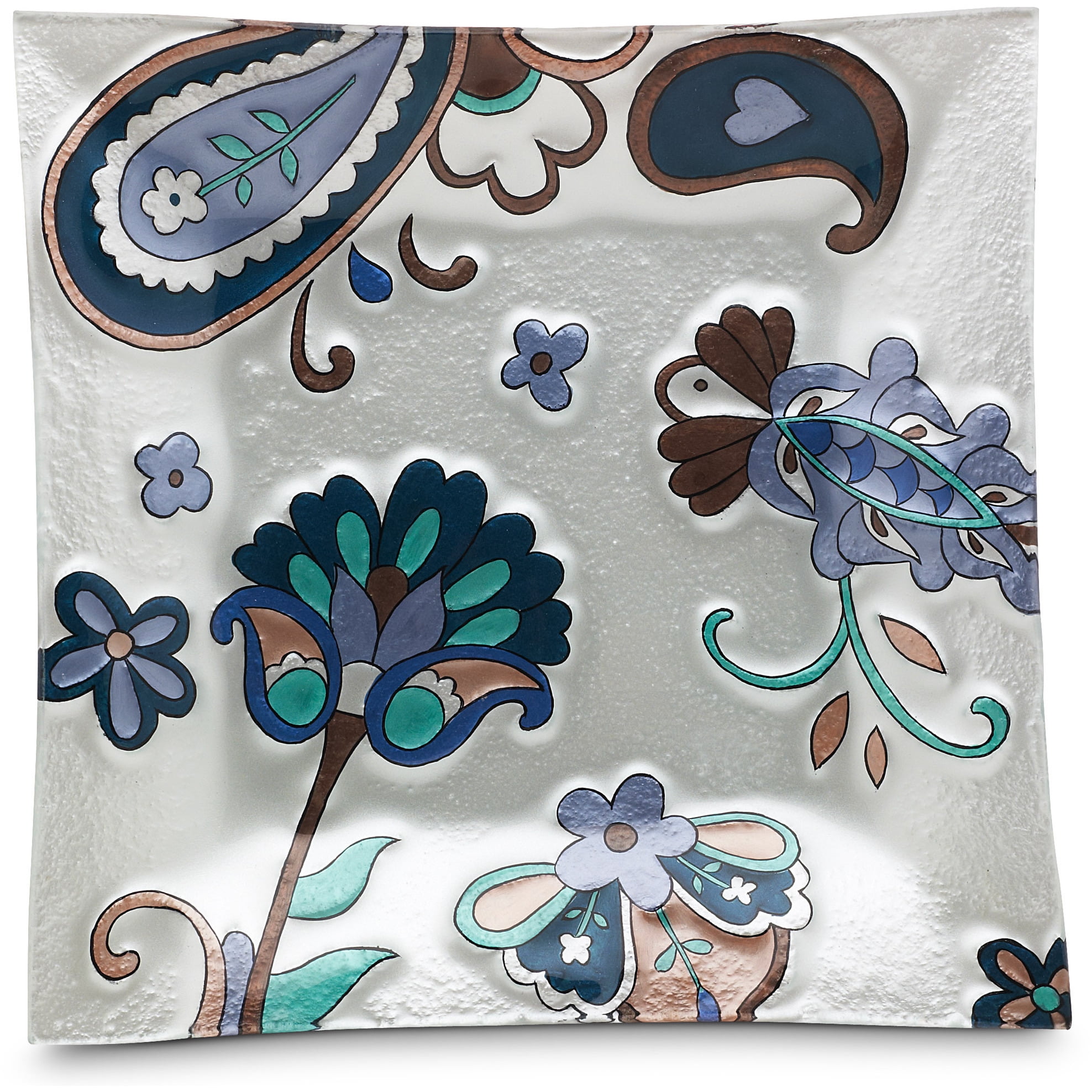 Paisley Floral - 10" Square Fused Glass Plate - Walmart.com