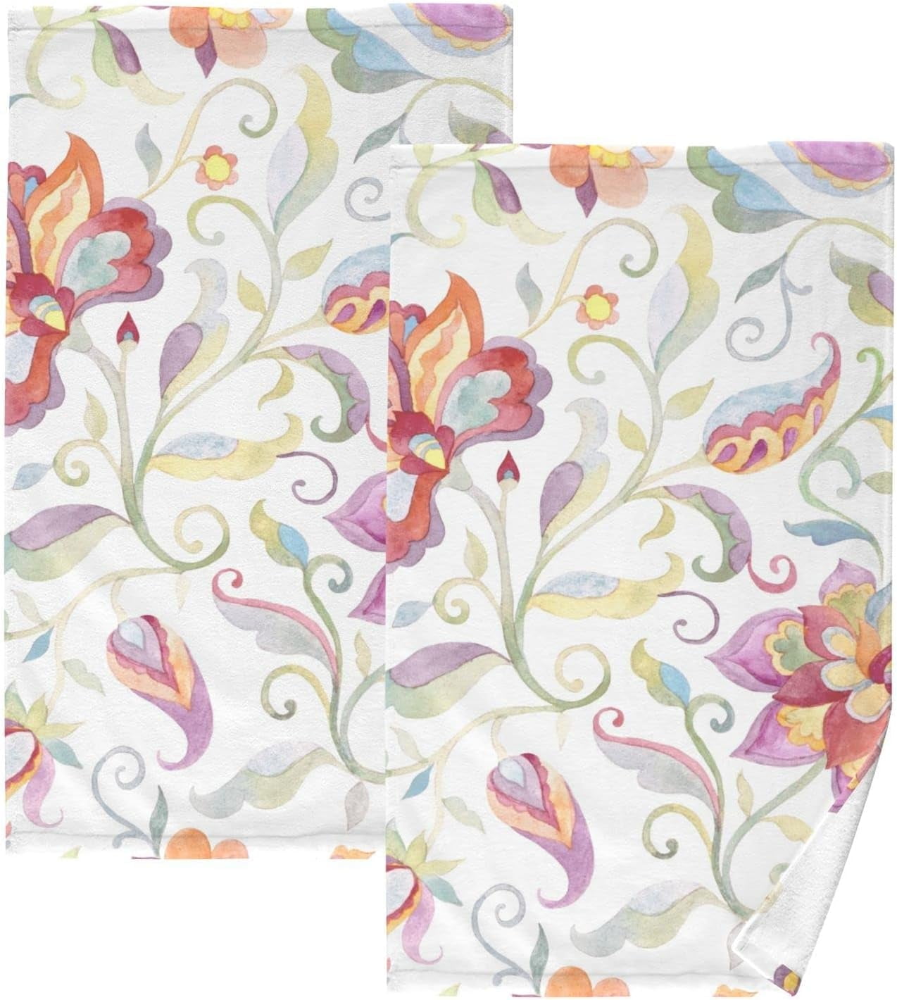 Paisley Floral Pattern Towels 2 Piece Cotton Hand Towels, Highly ...