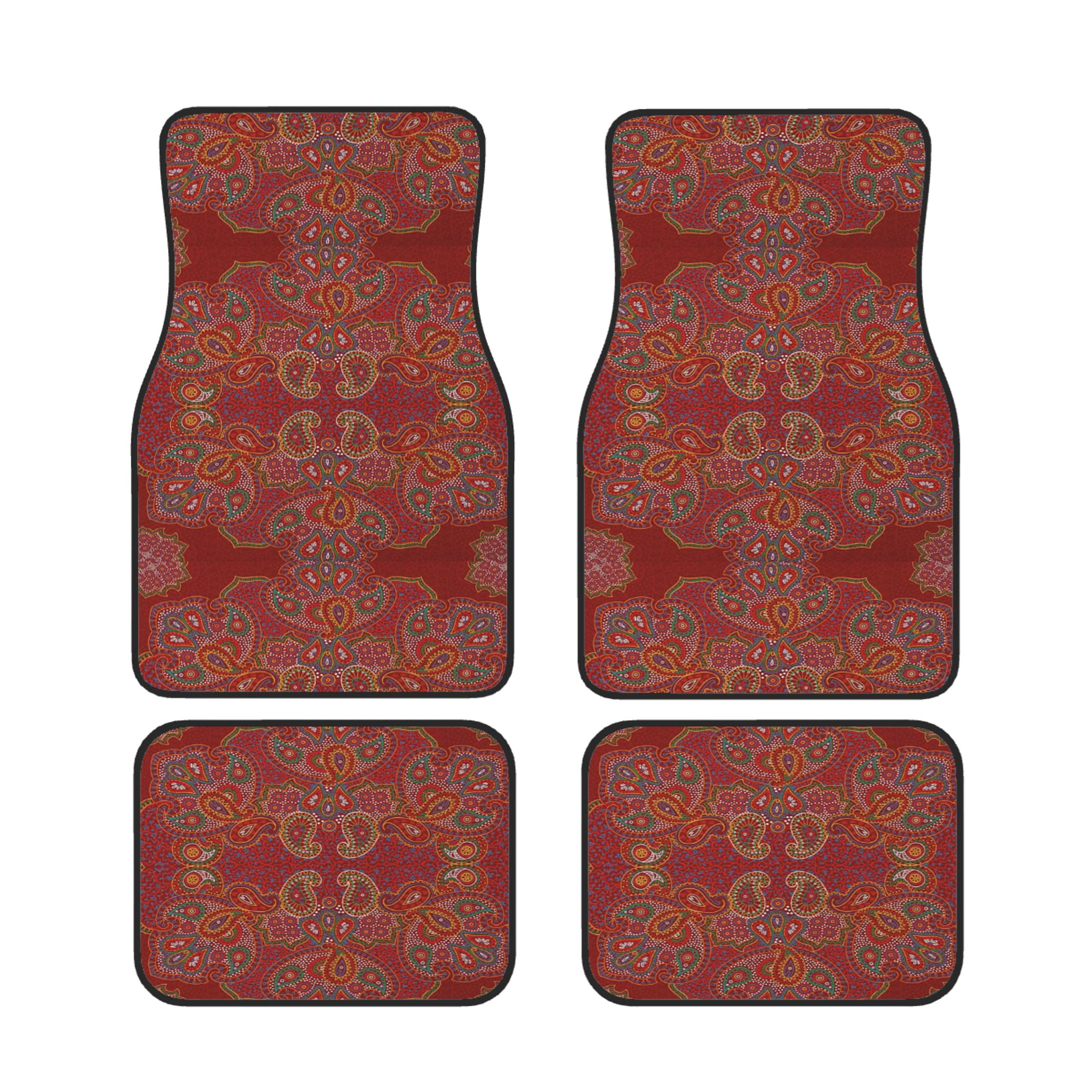Paisley Floral Print Universal Fit Carpet Floor Mats For Car Suv Van ...