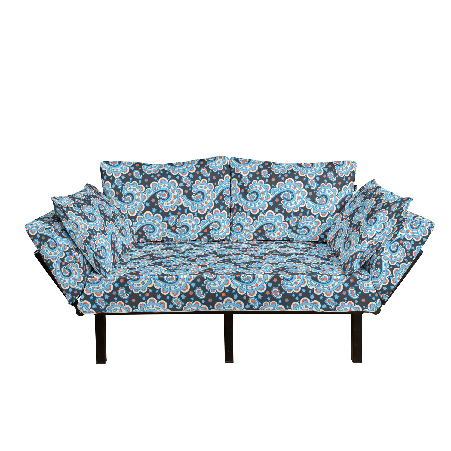 Paisley Futon Couch, Medieval Turkish Curly Fantasy Floral Ornaments ...