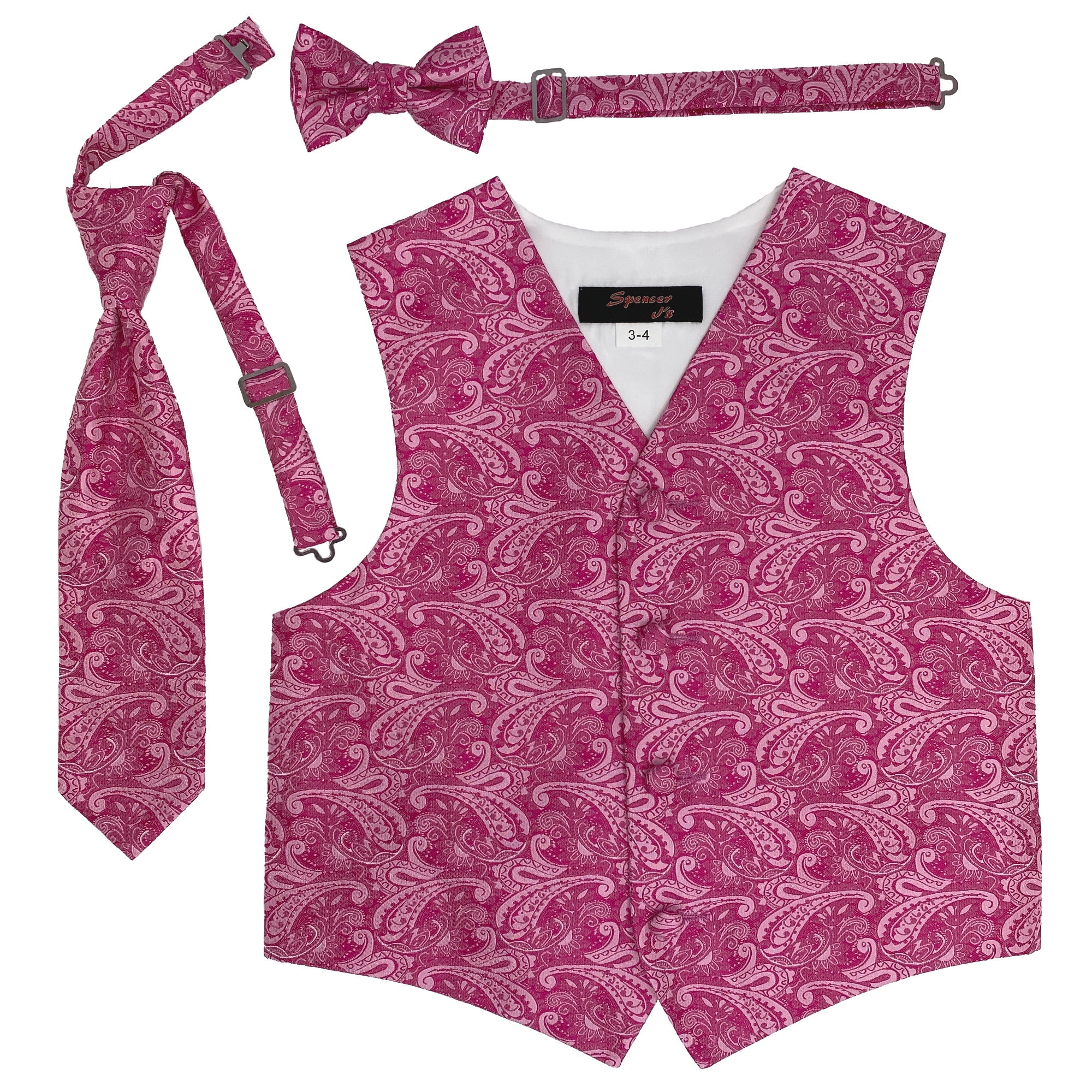 Paisley Hot Pink Boys Satin Vest Spencer J - Boys 13-14 - Walmart.com