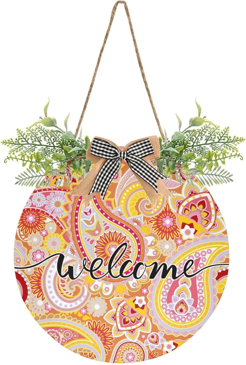 Paisley Indian Vintage Welcome Sign Farmhouse Front Porch Door Hanging ...