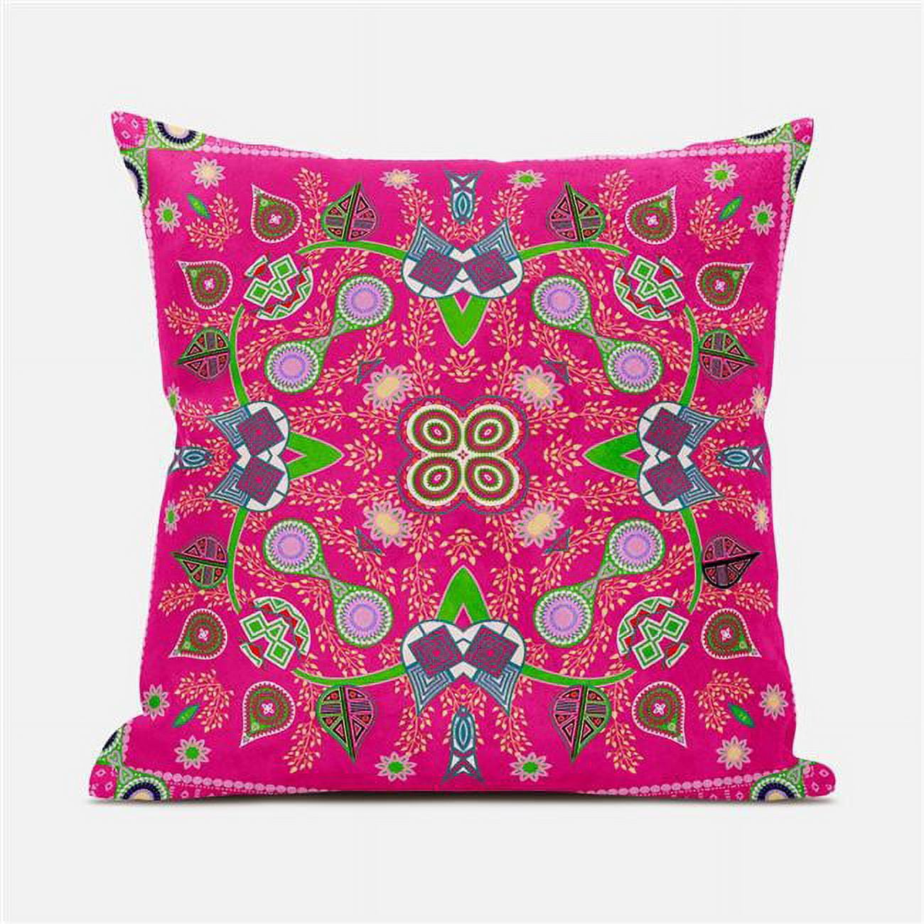 Paisley Leaf Geo Duo Indoor/Outdoor Pillow in Hot Pink 16x16 - Walmart.com