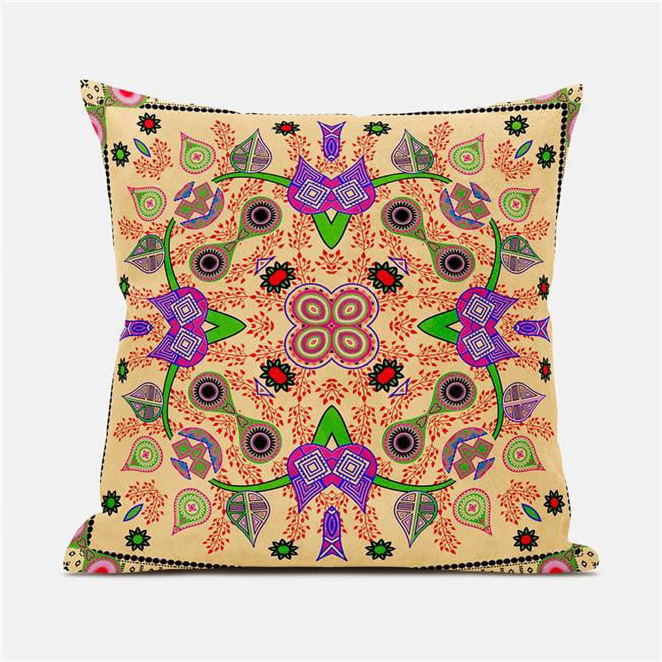 Paisley Leaf Geo Duo Indoor/Outdoor Pillow with Removable Cover in ...