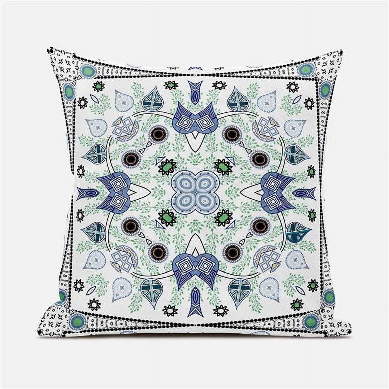 Paisley Leaf Geo Duo Indoor/Outdoor Pillow with Removable Cover in Off ...
