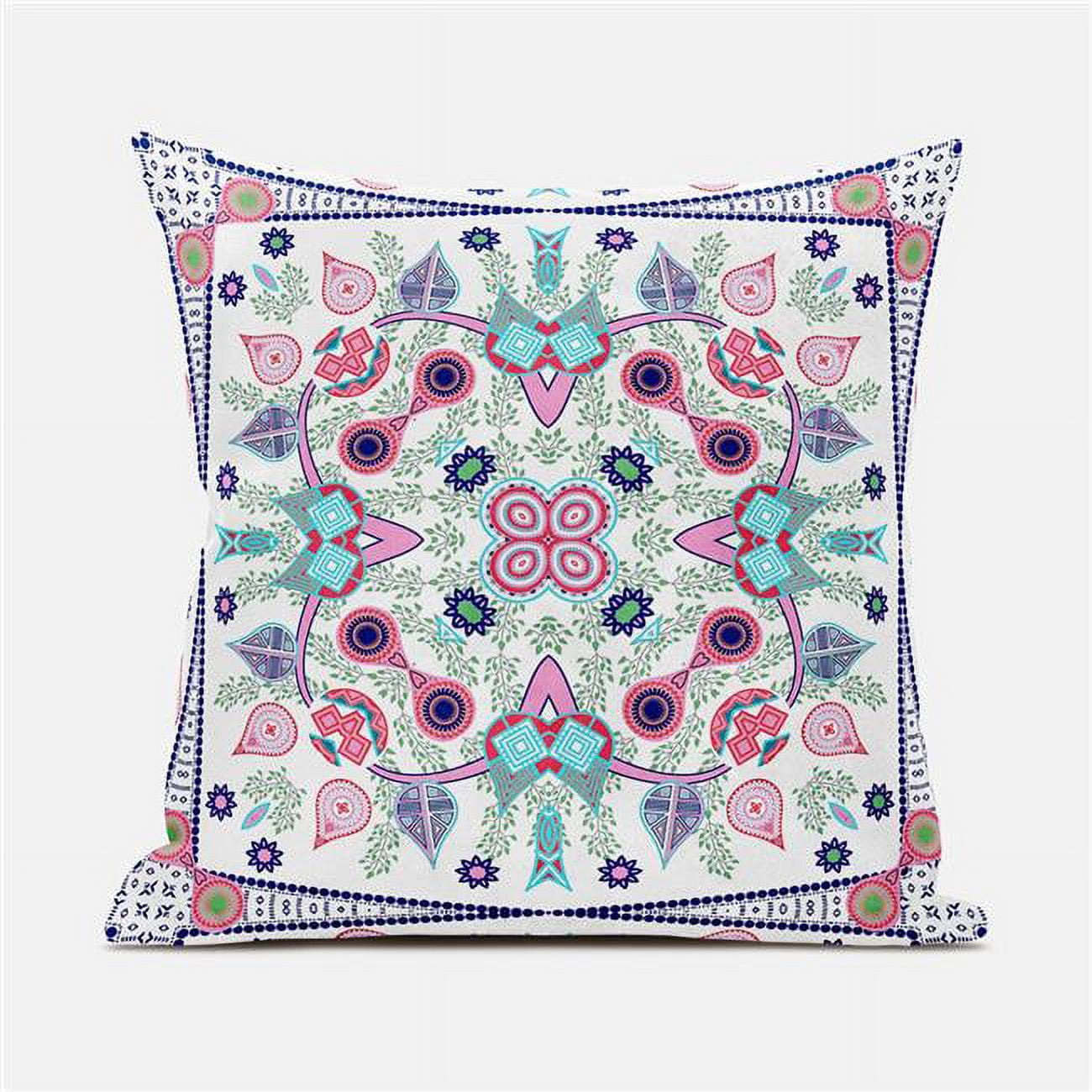 Paisley Leaf Geo Duo Indoor/Outdoor Pillow with Removable Cover in ...