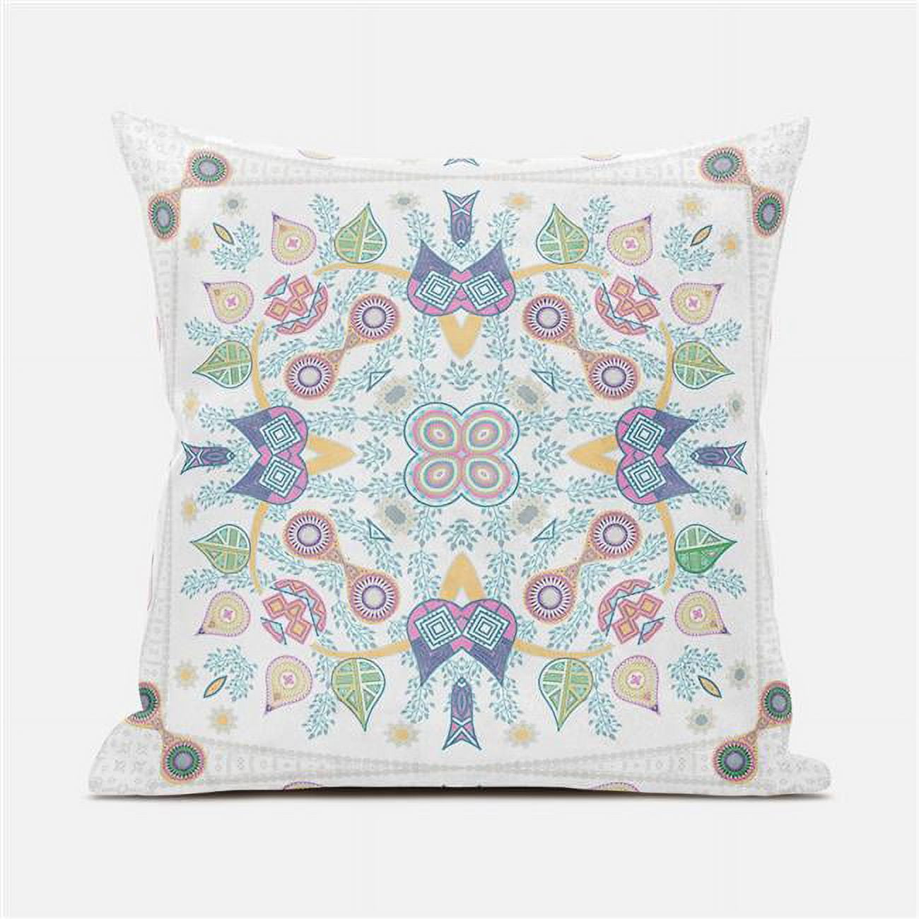 Paisley Leaf Geo Duo Indoor/Outdoor Pillow with Removable Cover in ...