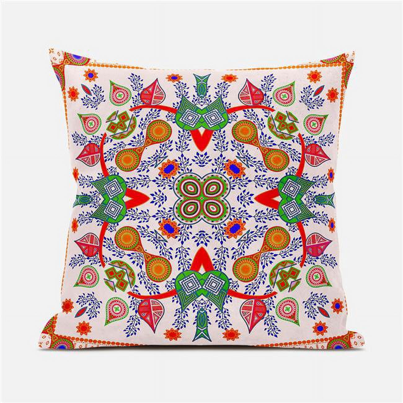 Paisley Leaf Geo Duo Indoor/Outdoor Pillow with Removable Cover in ...