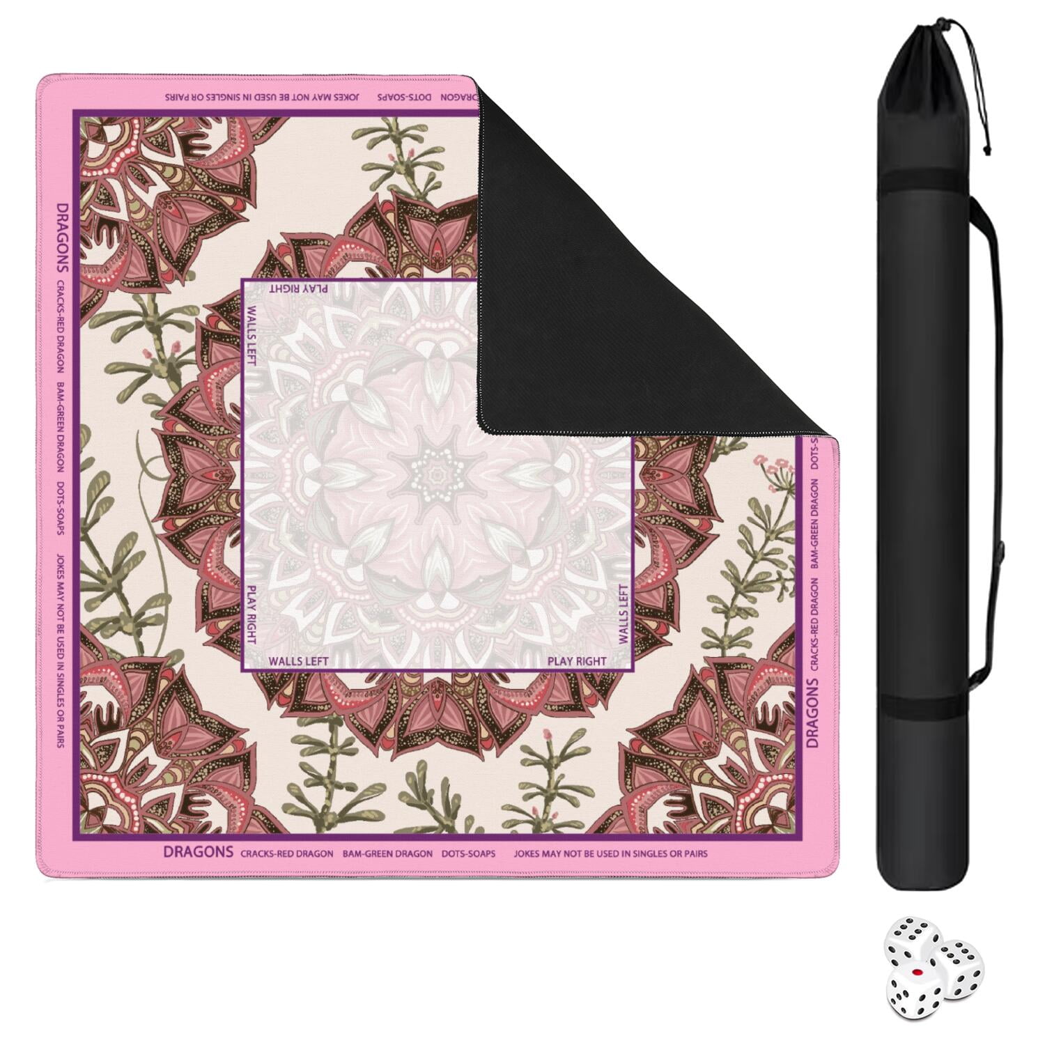 Paisley Mahjong Mat with Rules, 31.5*31.5in Anti Slip American Mahjong ...