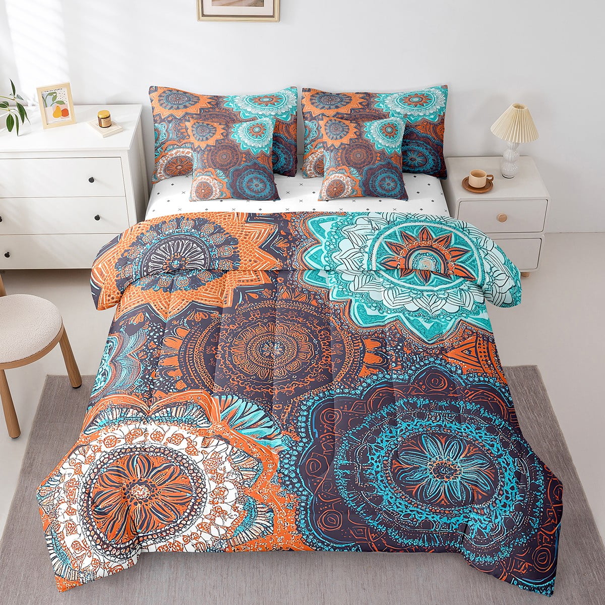 Paisley Mandala 7 Piece Comforter Set Full Bed in a Bag,Boho Decor ...