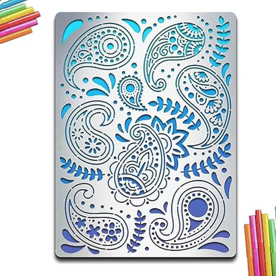Paisley Metal Stencil Journaling Metal Stencils Vintage Paisley Leaves ...