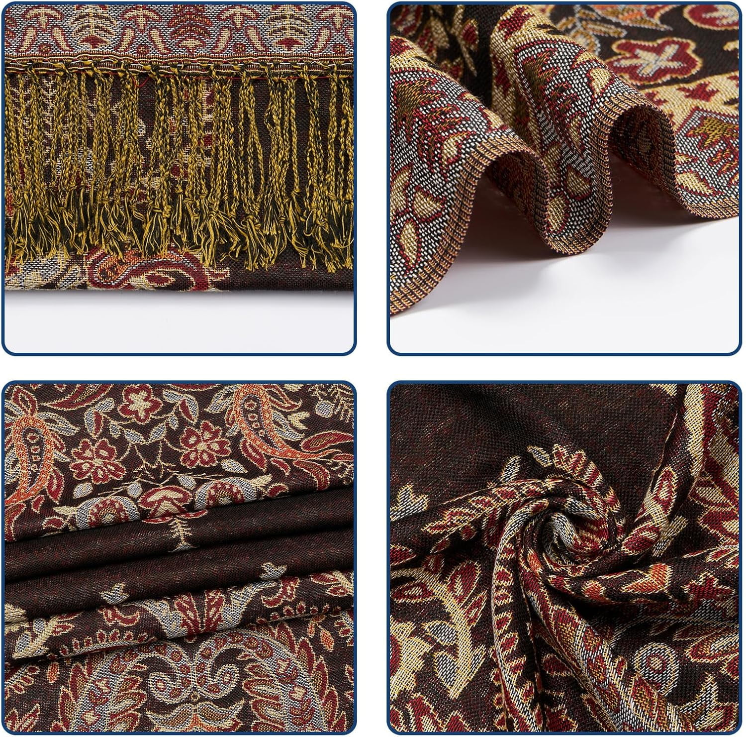 Paisley Pashmina Shawl Wrap Women Reversible Vintage Jacquard Pashmina ...