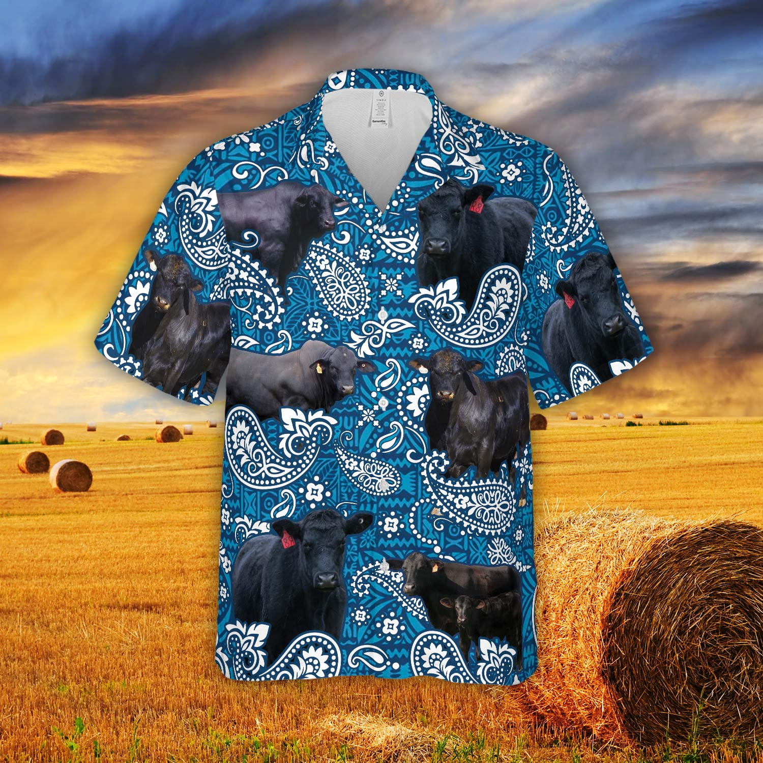 Paisley Pattern Black Angus Farm Hawaiian Shirt - Walmart.com