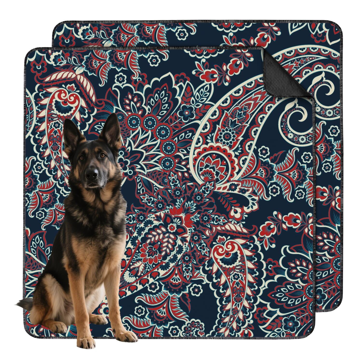 Paisley Pattern Indoor Dog Pad, 48"x48" Washable and Leak-Proof ...