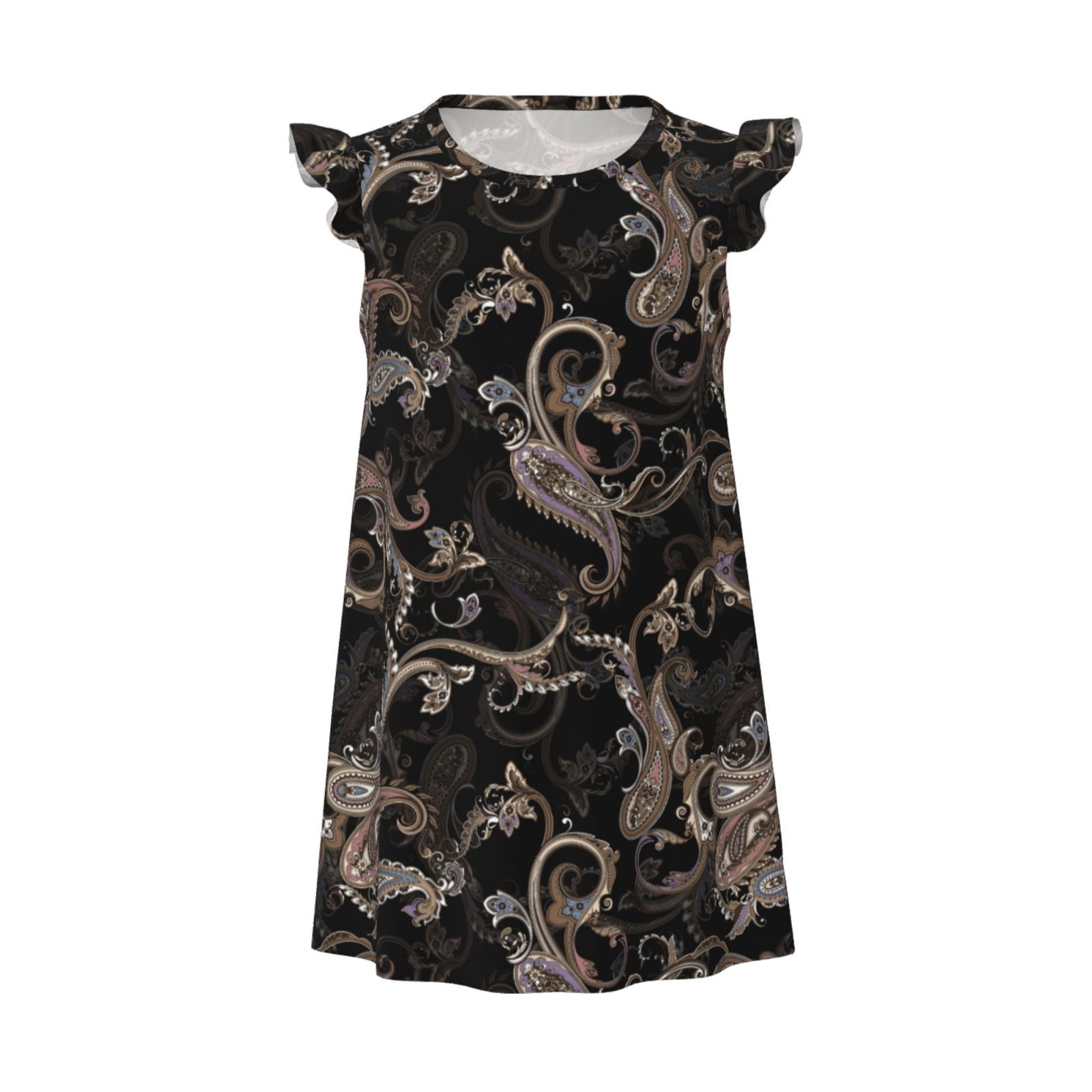 Paisley Pattern No.9072 Girls Nightgowns, Short Sleeves Princess Dress ...