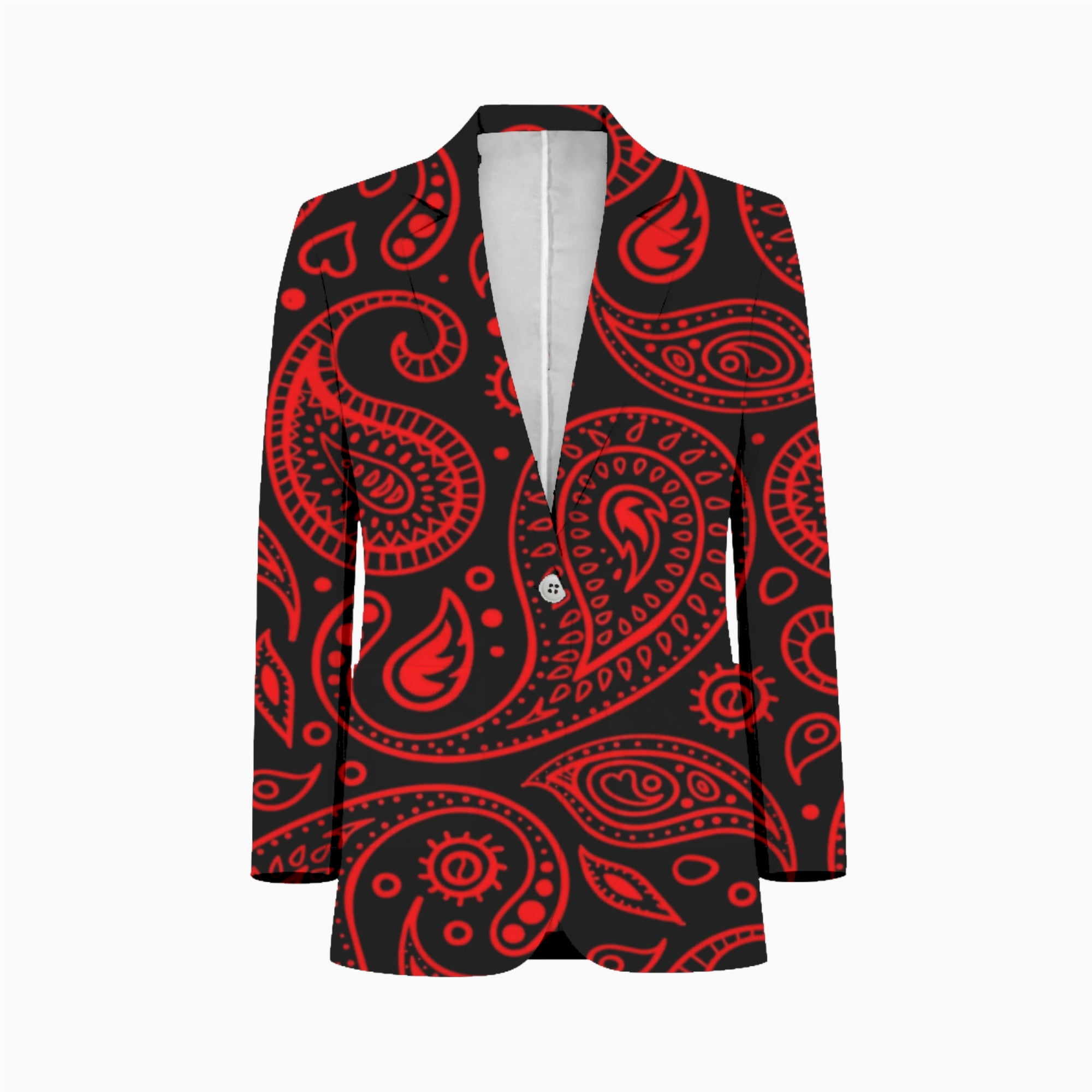 Paisley Pattern Red on Black Background Bandana Mens Suits Shawl Collar ...
