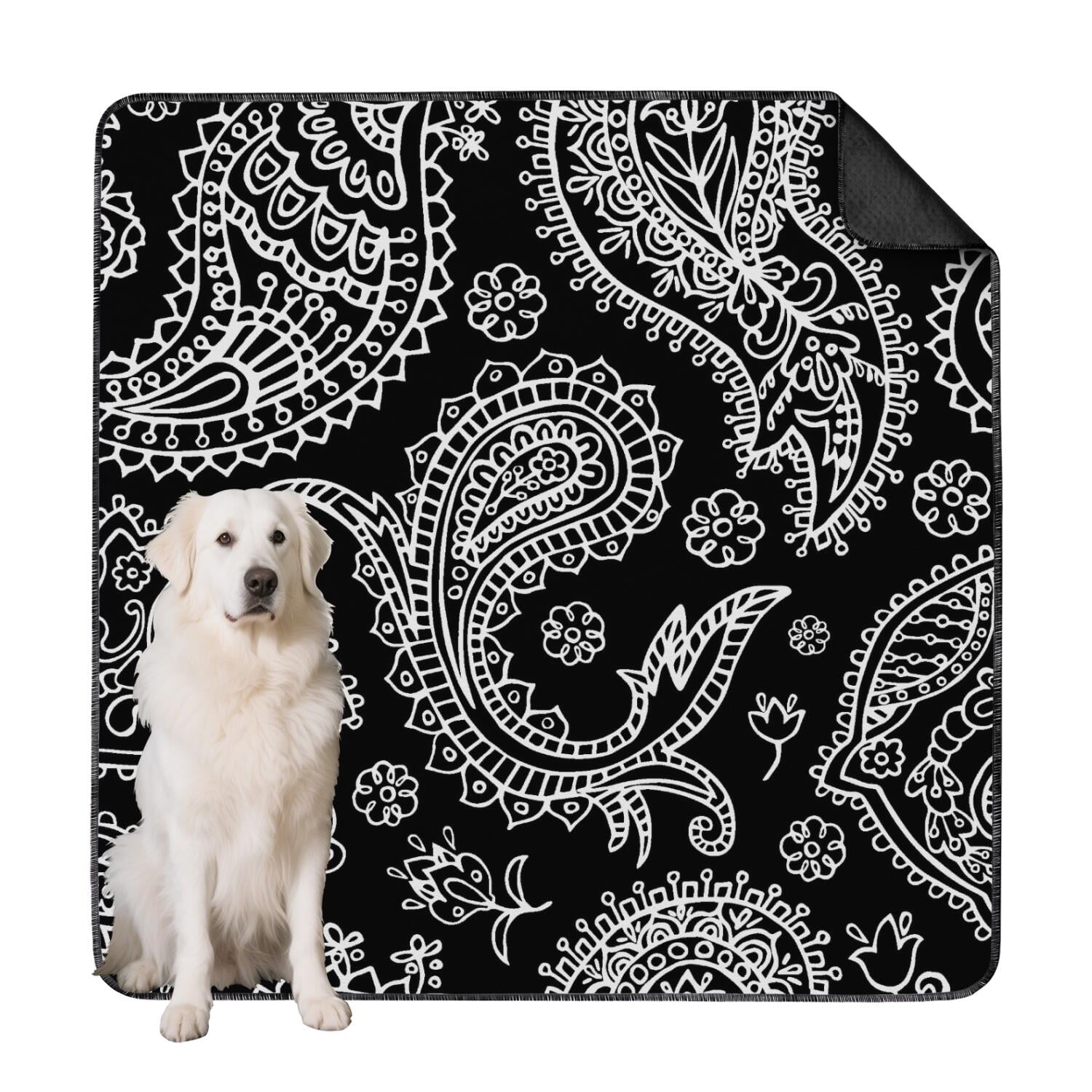 Paisley Pattern Reusable Pee Pad 72"x72", Absorbent Mat for Dog Crates ...