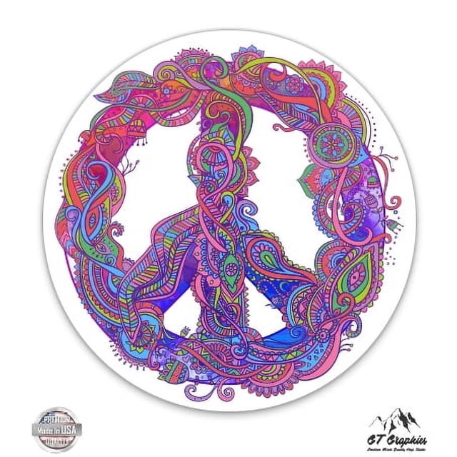 Paisley Peace Sign - 5" Vinyl Sticker - For Car Laptop I-Pad ...