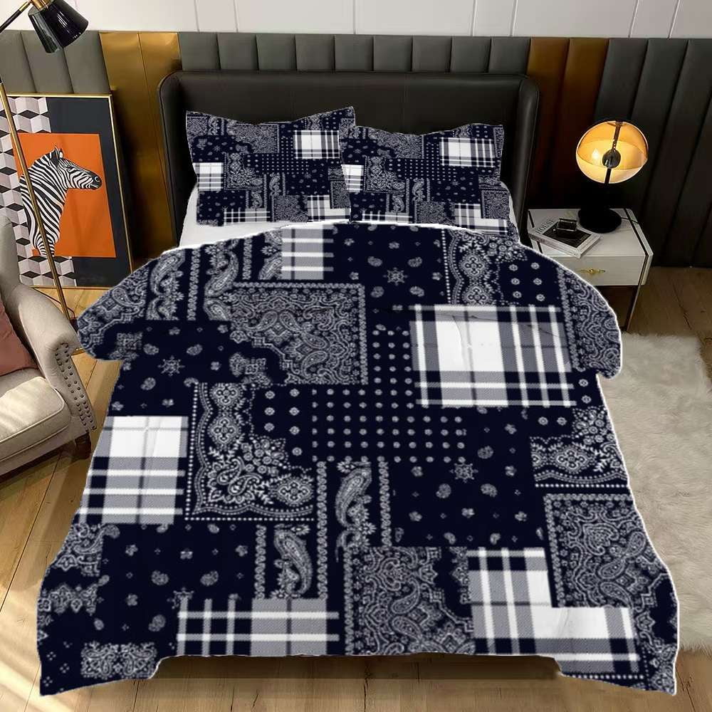 Paisley Plaid Patchwork Bandana Comforter Set King Size Bedding Set For ...
