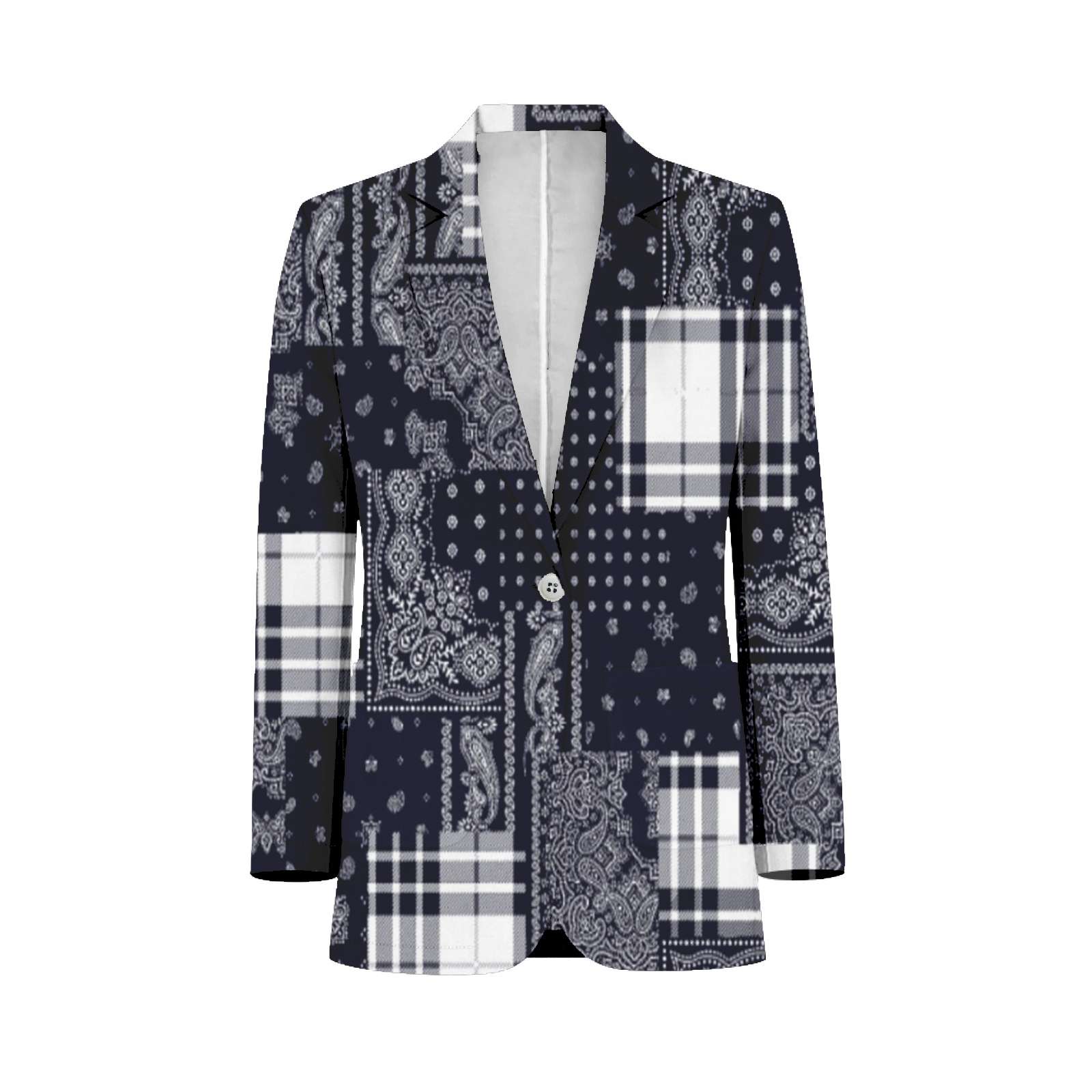 Paisley Plaid Patchwork Bandana Mens Suits Shawl Collar Slim Fit Suit ...