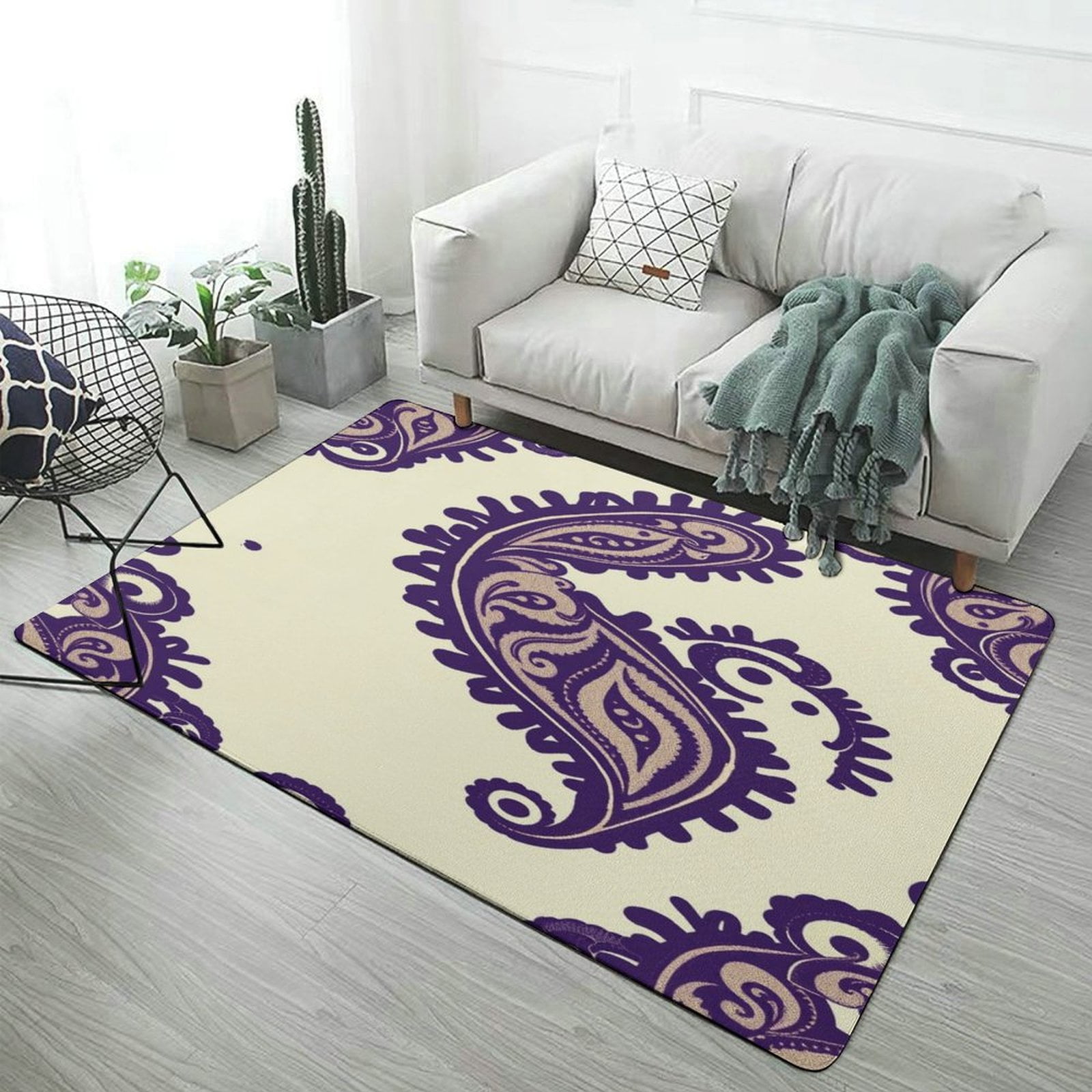Paisley Print Carpet for Living Room Luxury Home Rations Coffee Table ...