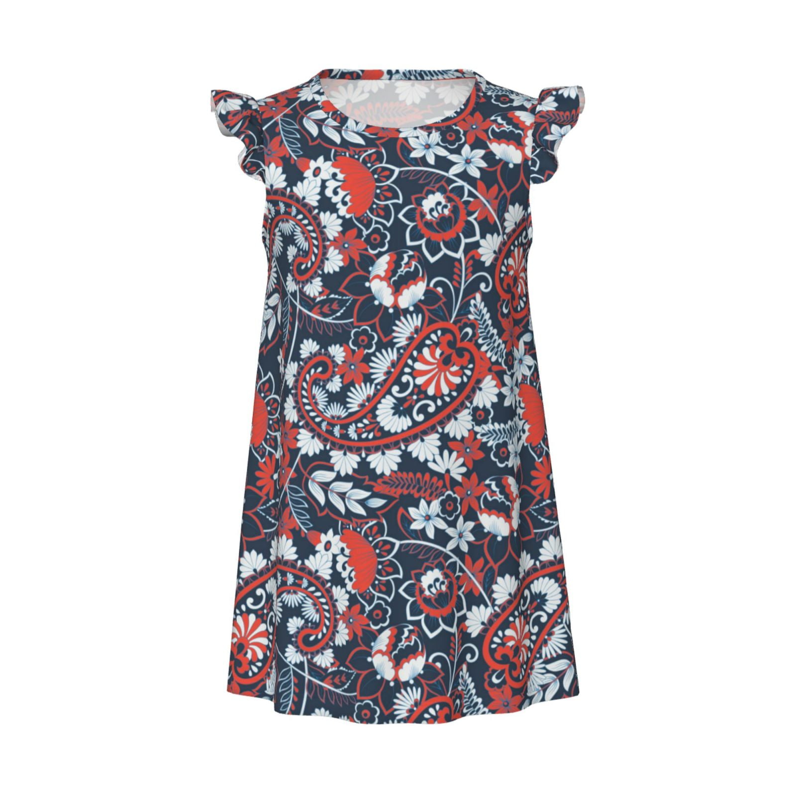 Paisley Print No.J92 Girls Nightgowns, Short Sleeves Princess Dress ...